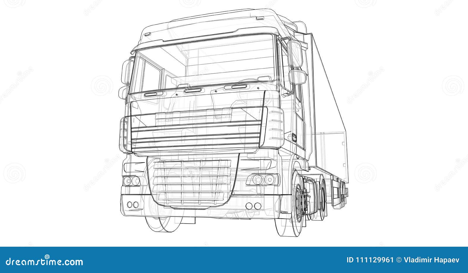 Large Truck with a Semitrailer. Template for Placing Graphics. 3d ...