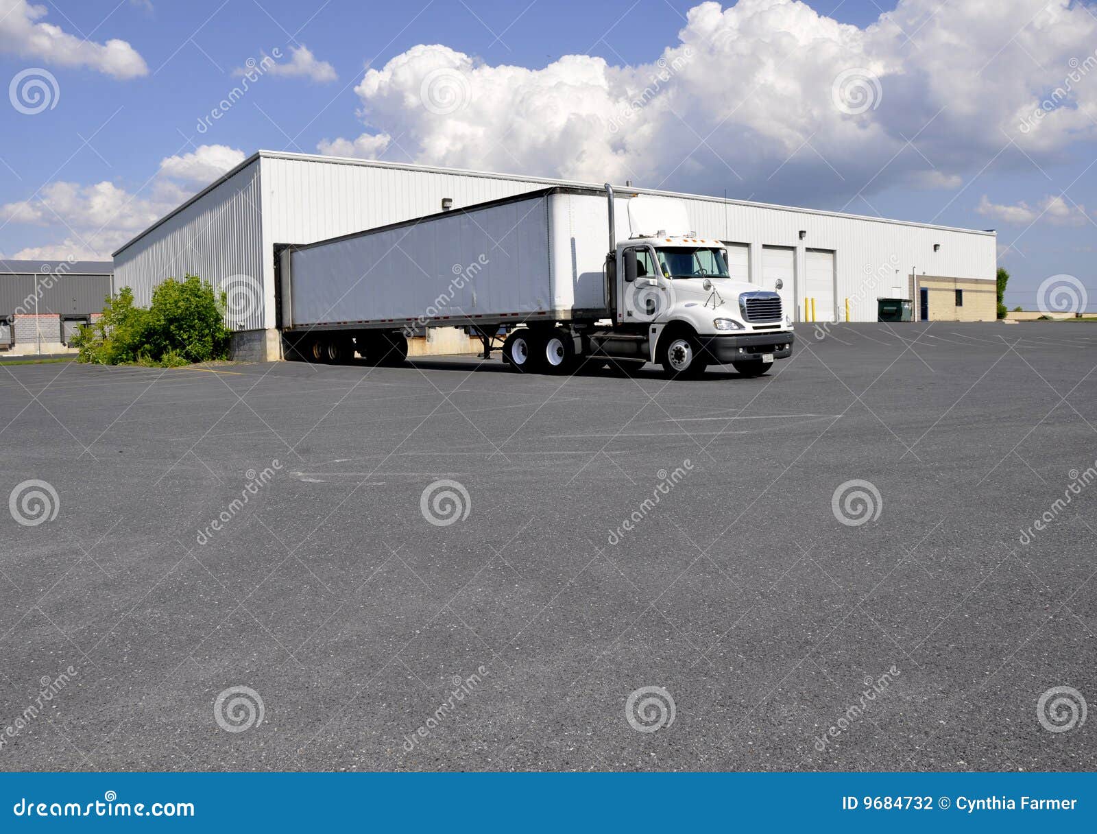 A Truck During Unloading In A Distribution Center. Place Loading And ...