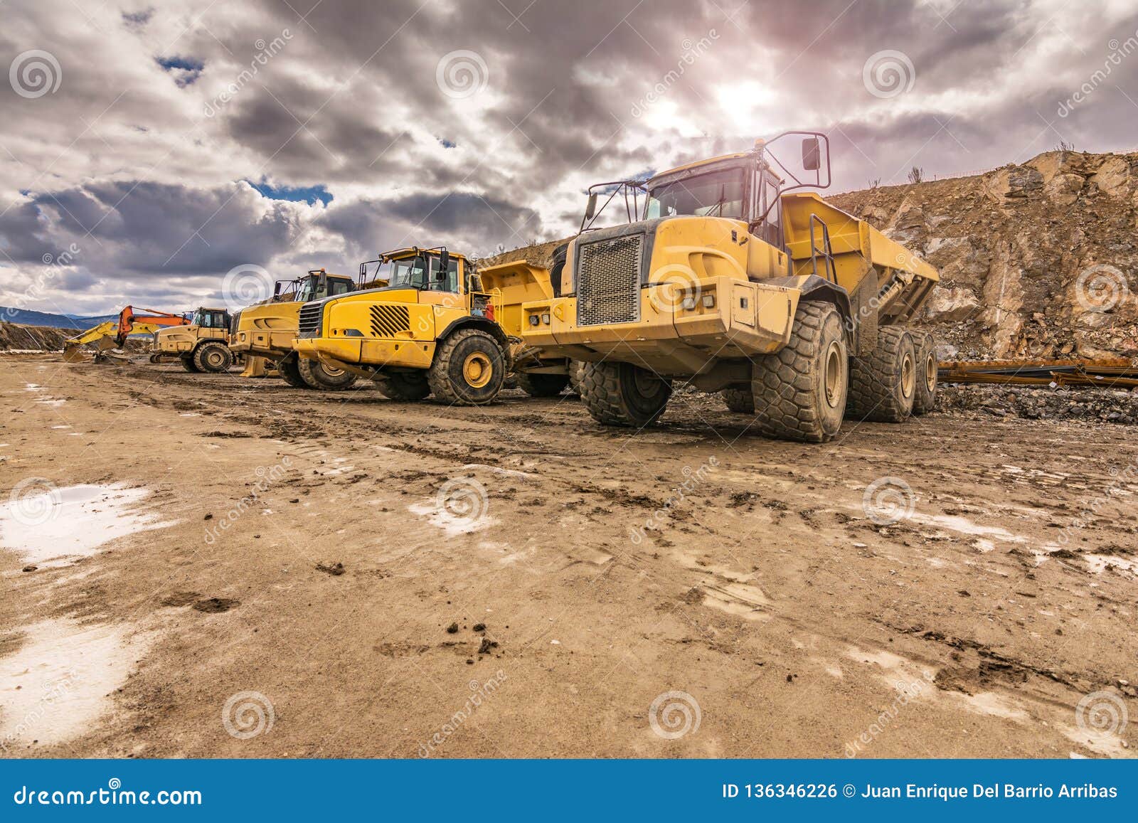 Large Trucks in an Open Pit Mine Stock Photo - Image of geology ...
