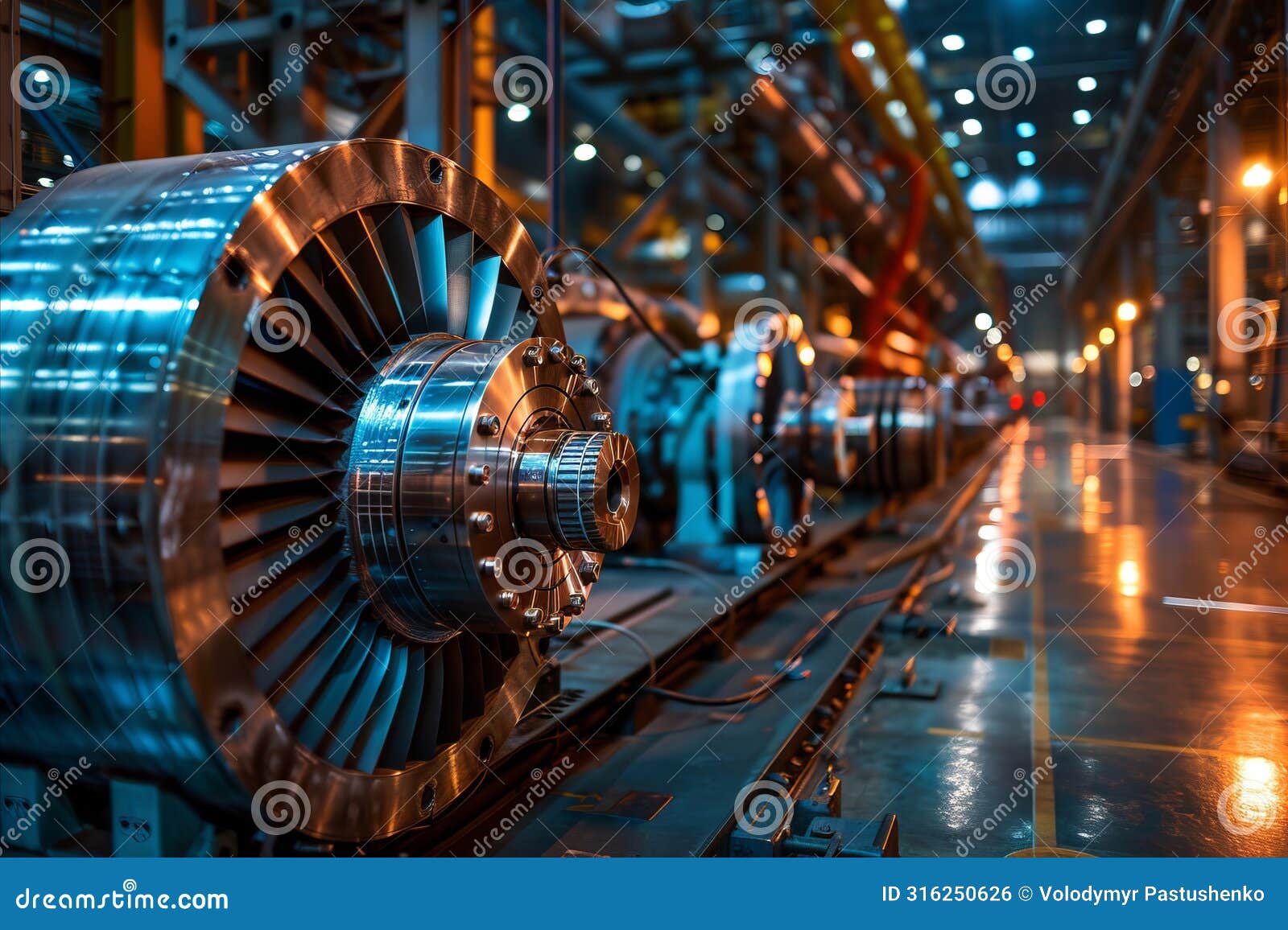 A Large Turbine Engine in a Factory Stock Photo - Image of generated ...