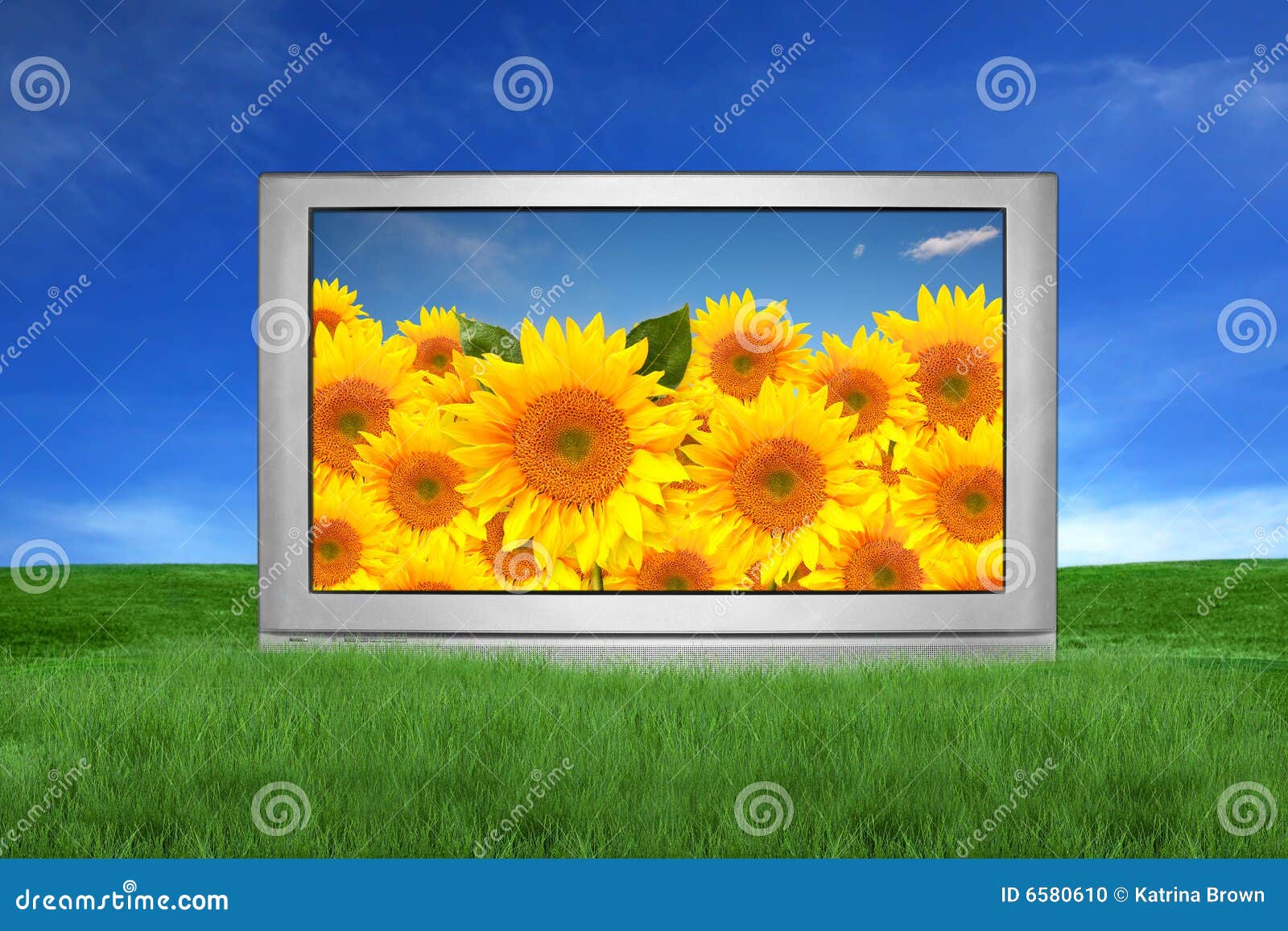 Large TV Outside in a Fantasy Landscape Setting Stock Photo - Image of ...