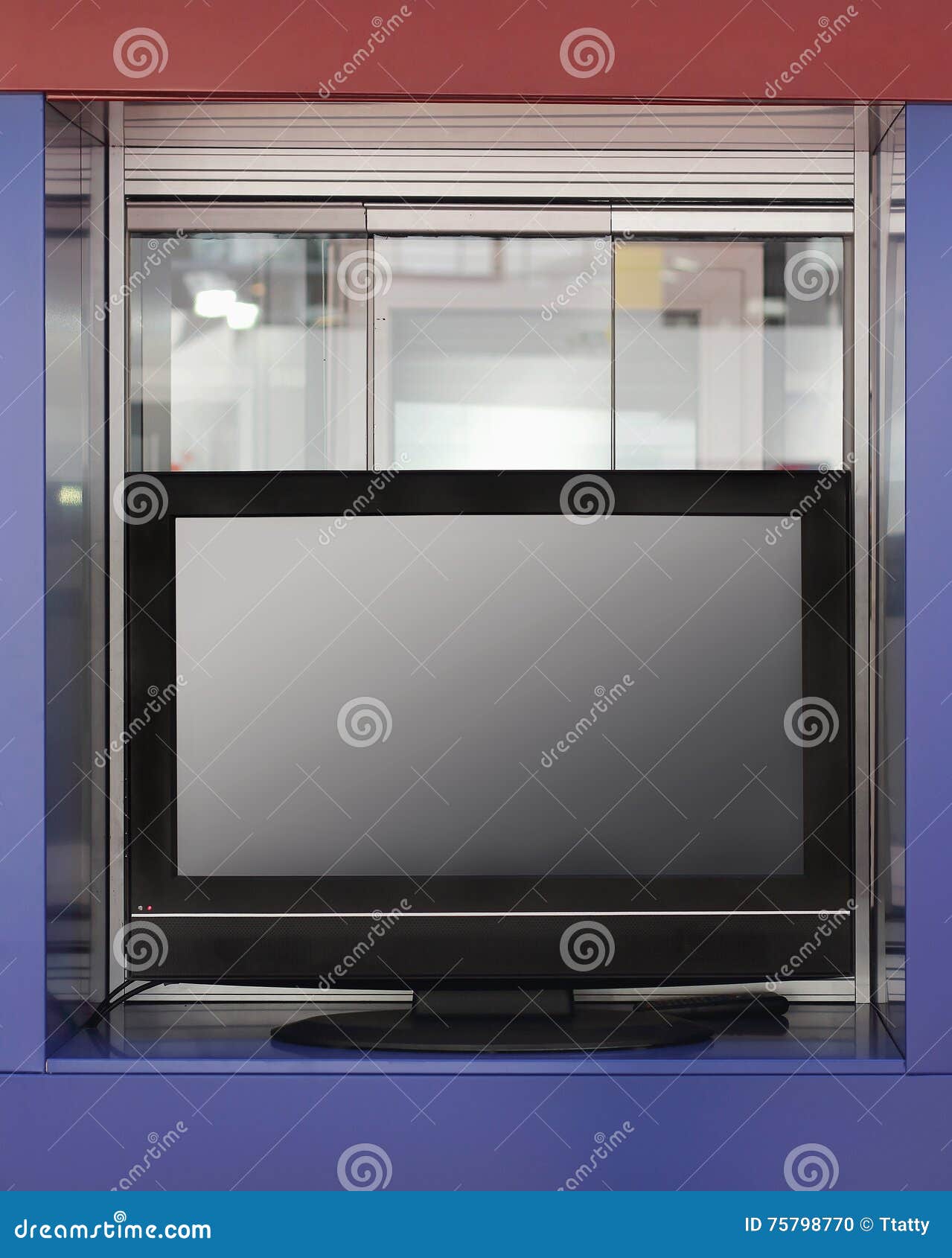 Large TV on shelf stock photo. Image of display, screen - 75798770