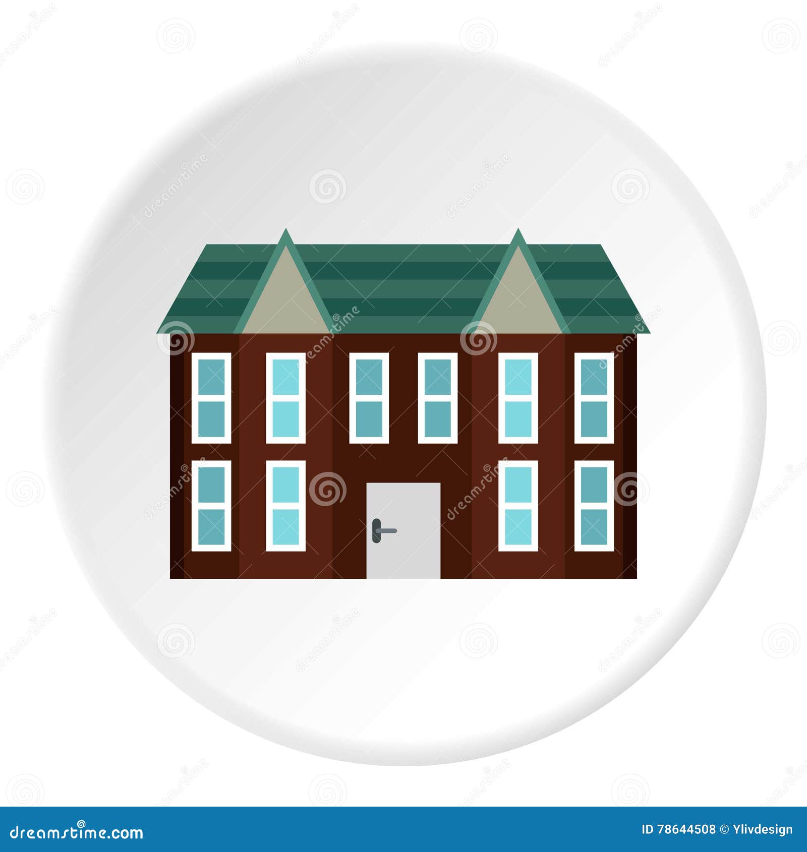 Large Two Storey House Icon, Flat Style Stock Vector - Illustration of ...