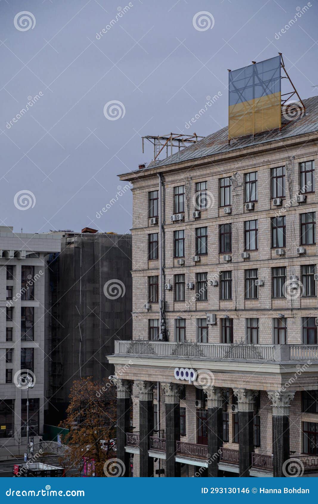 A Large Ukrainian Flag Hangs on the Building Editorial Photo - Image of ...