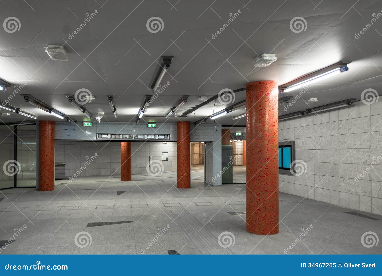Large Underground Interior in a City Stock Image - Image of business ...