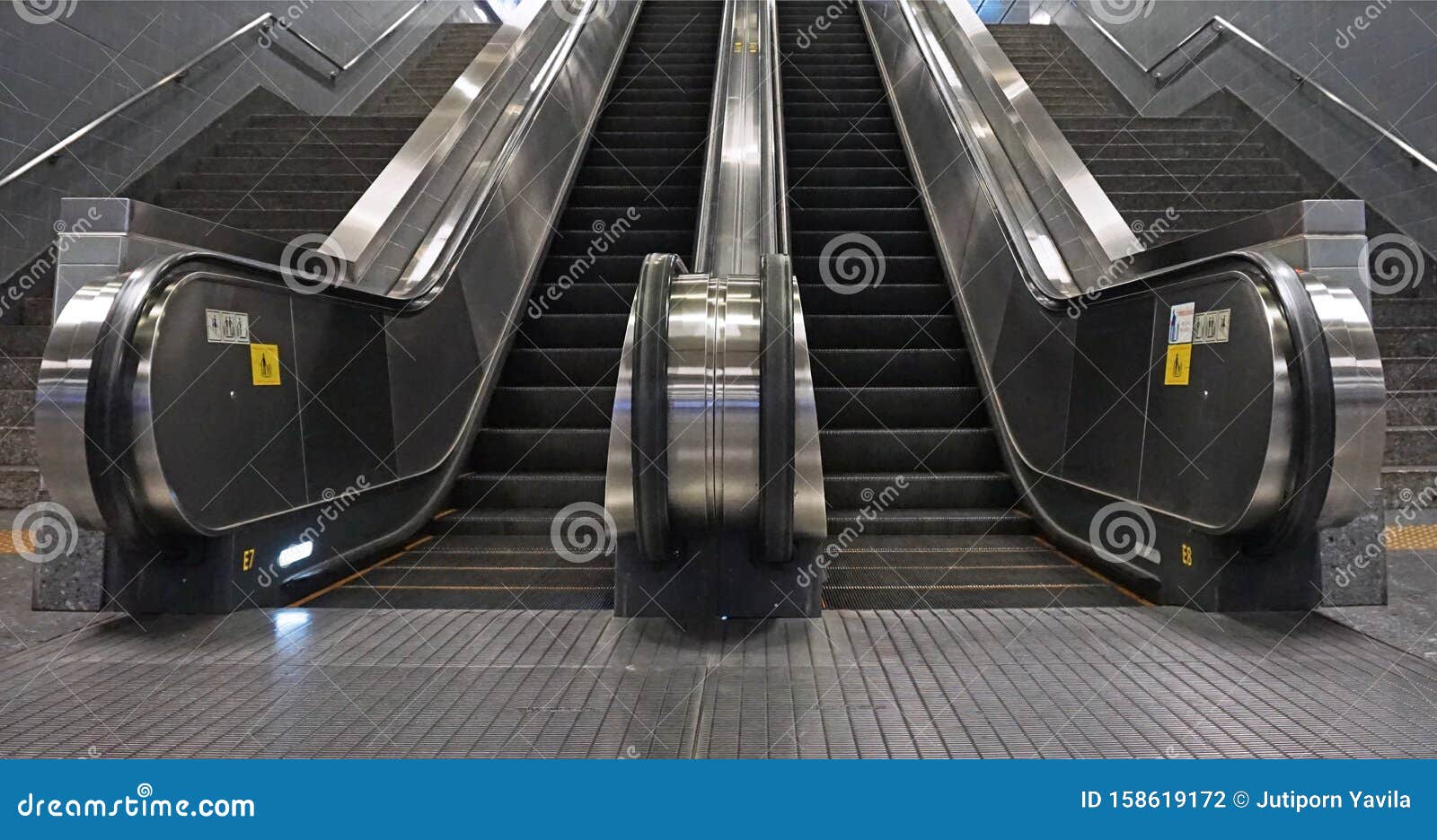Large Up and Down Escalators Stock Photo - Image of machine, technology ...