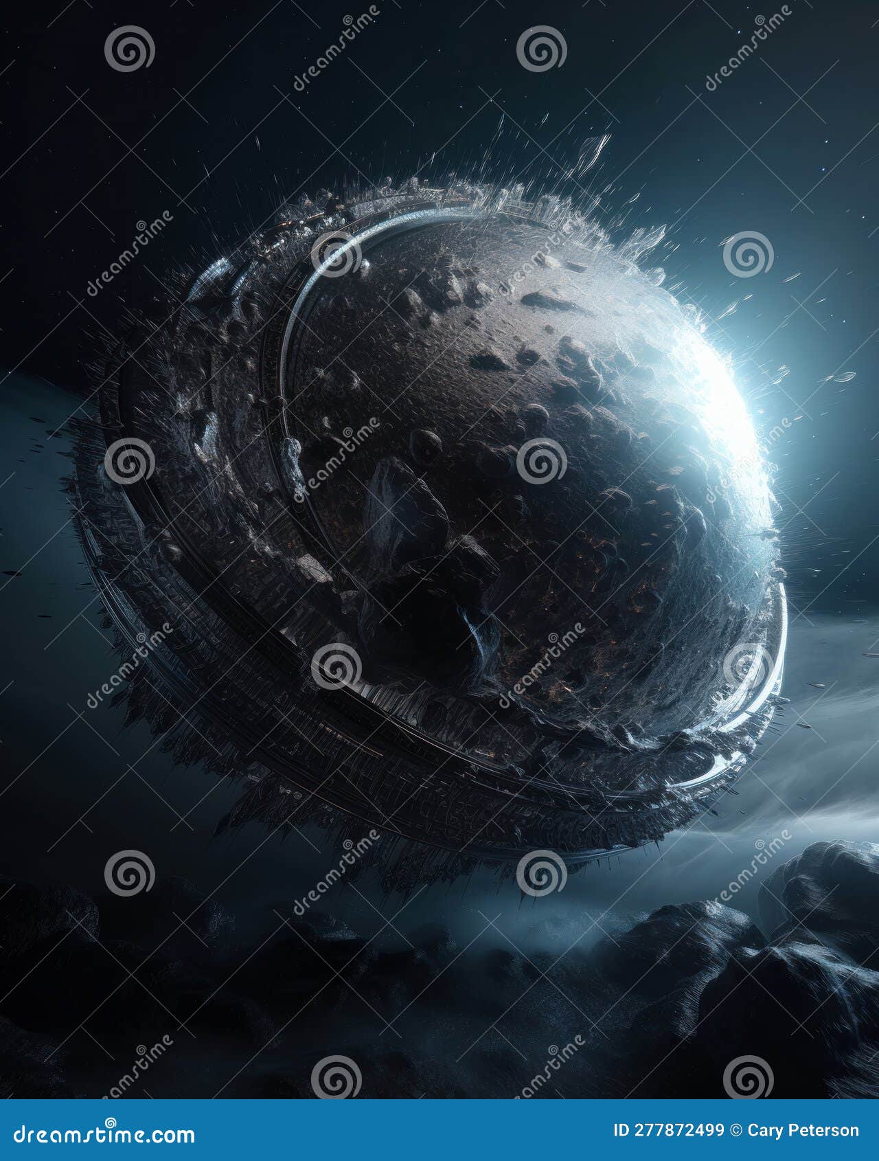 A Large, Upscale Object: Sphere Chrome Rings Stock Illustration ...