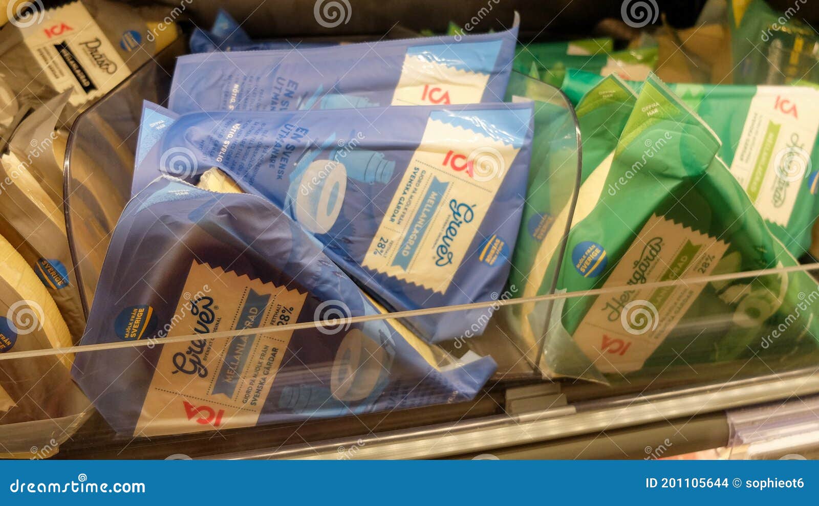 Large Varieties of Swedish Cheeses in the Grocery Store Fridge ...