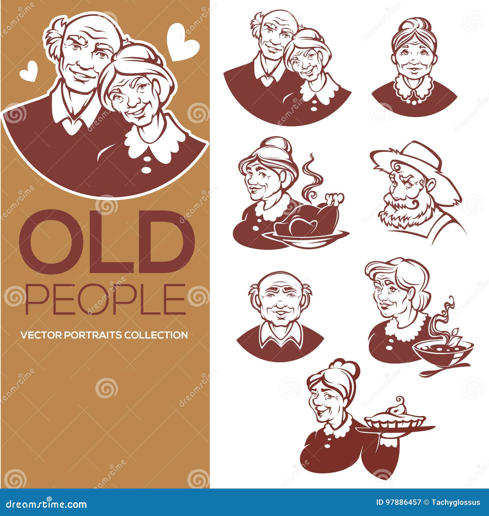 Large Vector Collection of Happy Old People Portraits Stock Vector ...