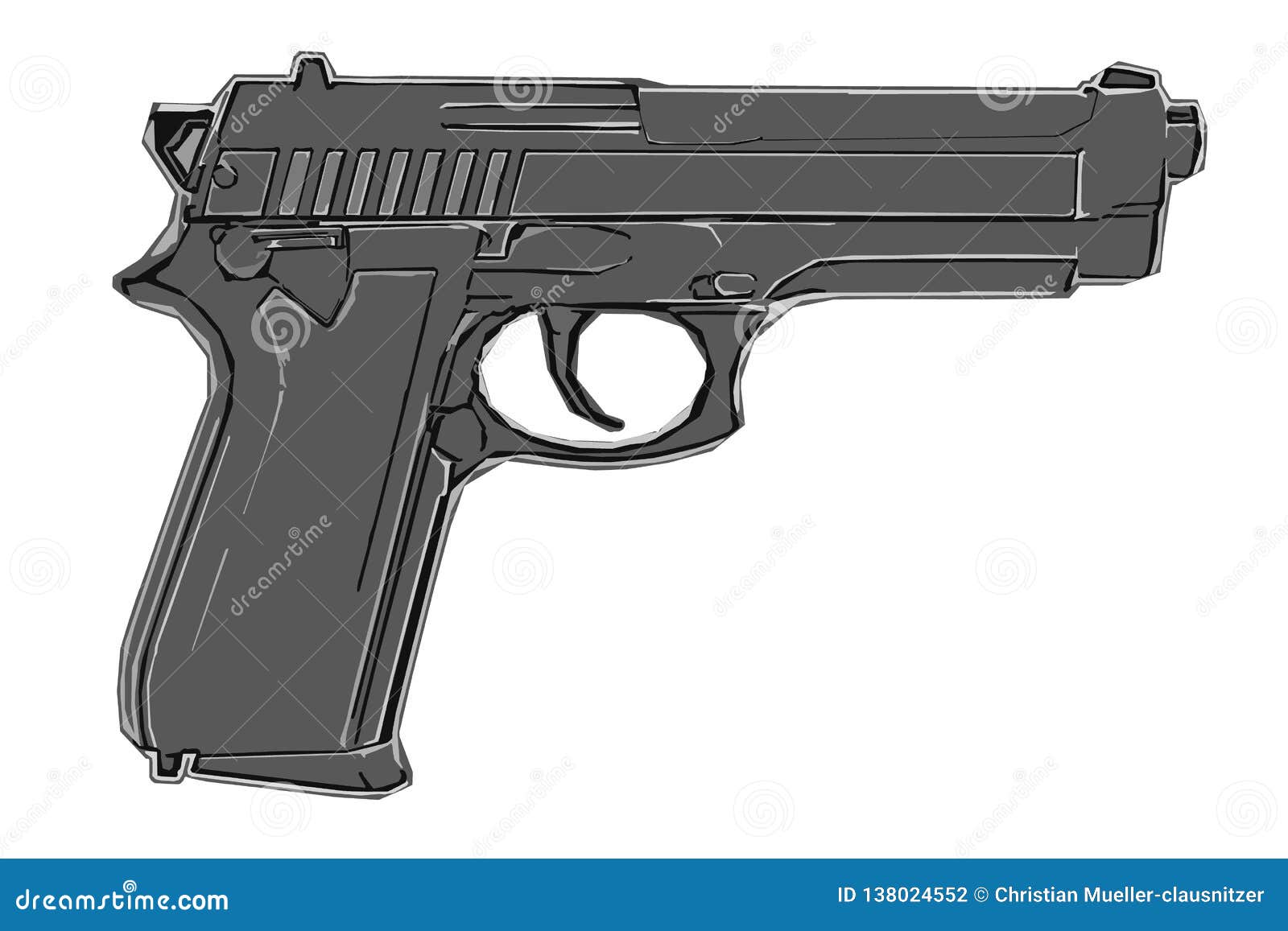 Large vector of a pistol stock vector. Illustration of design - 138024552