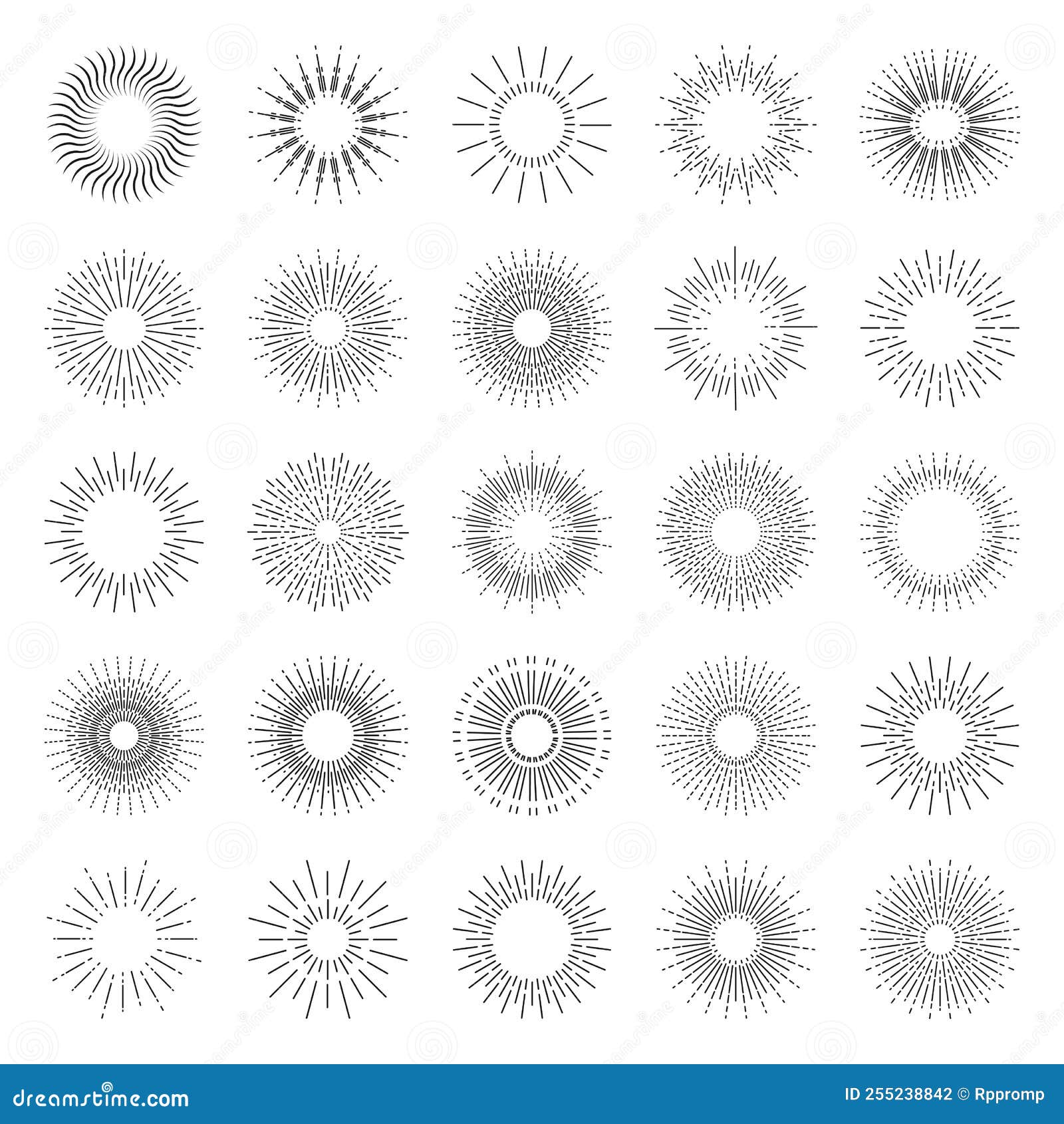 Large Vector Ray Set in the Style of Outline, for Web Design and ...