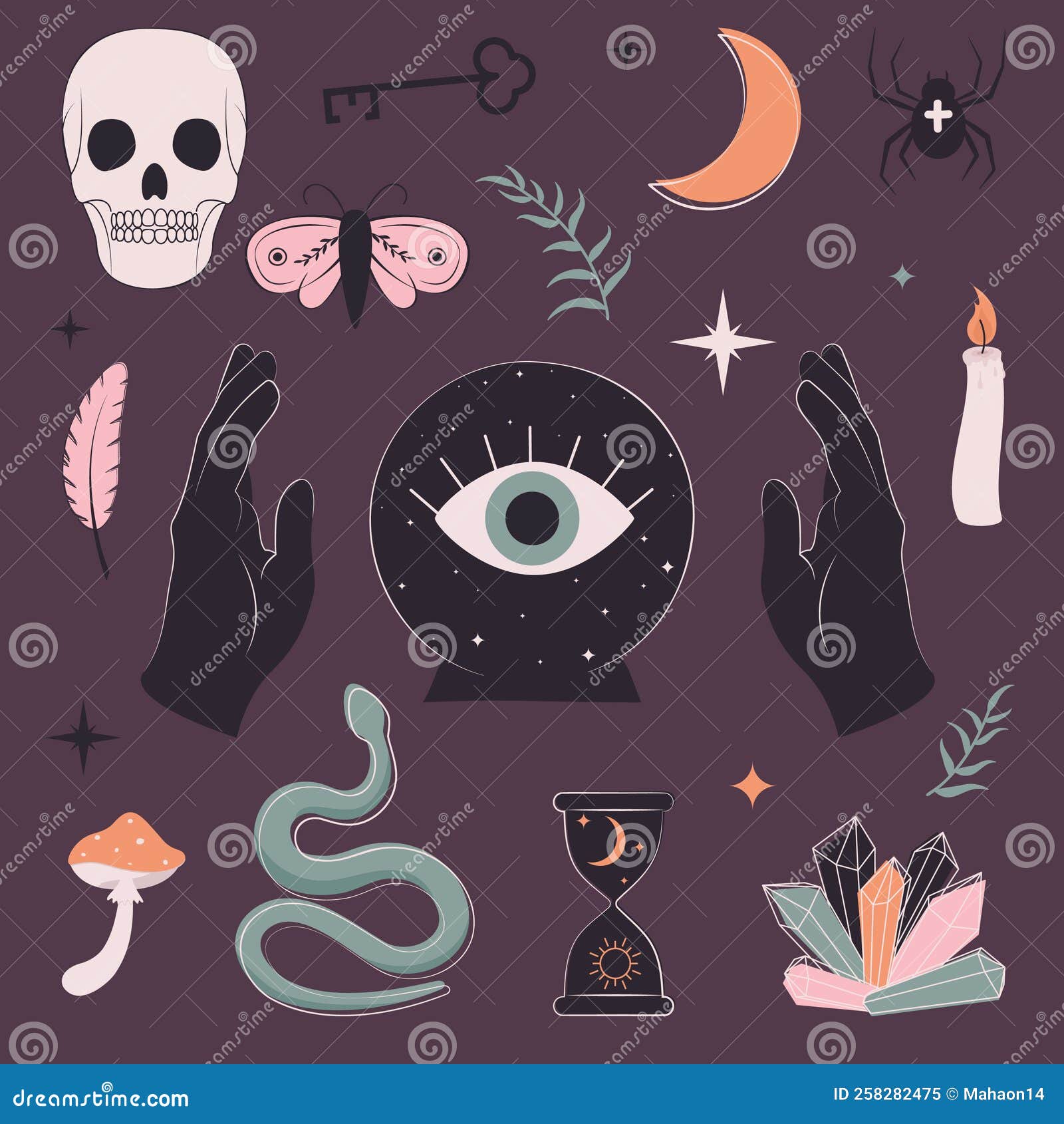 Large set of magic symbols stock vector. Illustration of gothic - 258282475