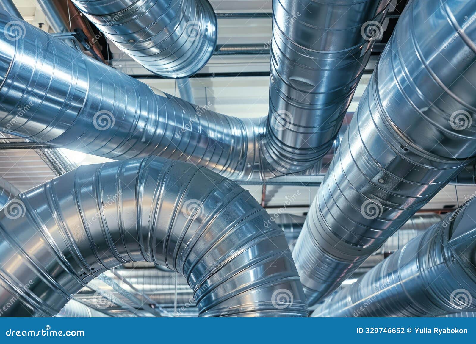 Large Ventilation Ducts are Spanning a Ceiling Stock Illustration ...