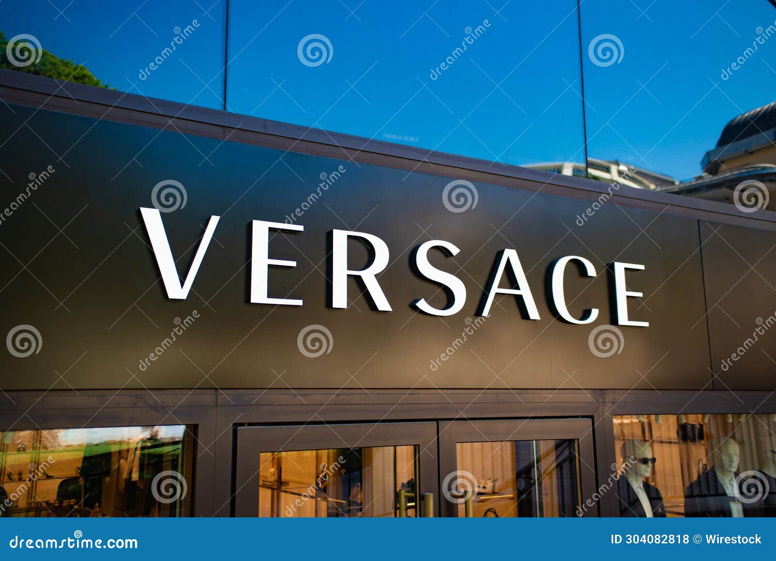 Large Versace Sign in the Streets of Monaco Editorial Stock Photo ...