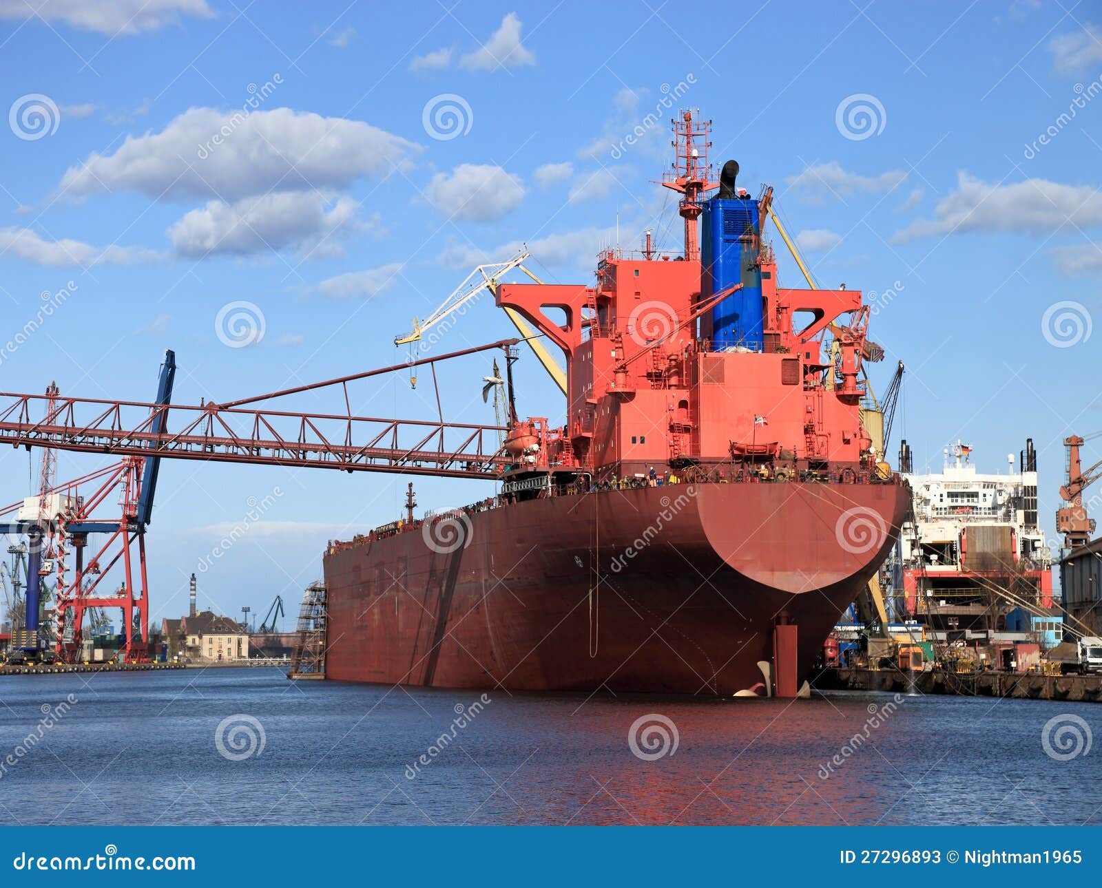 Large vessel in shipyard stock image. Image of bridge - 27296893