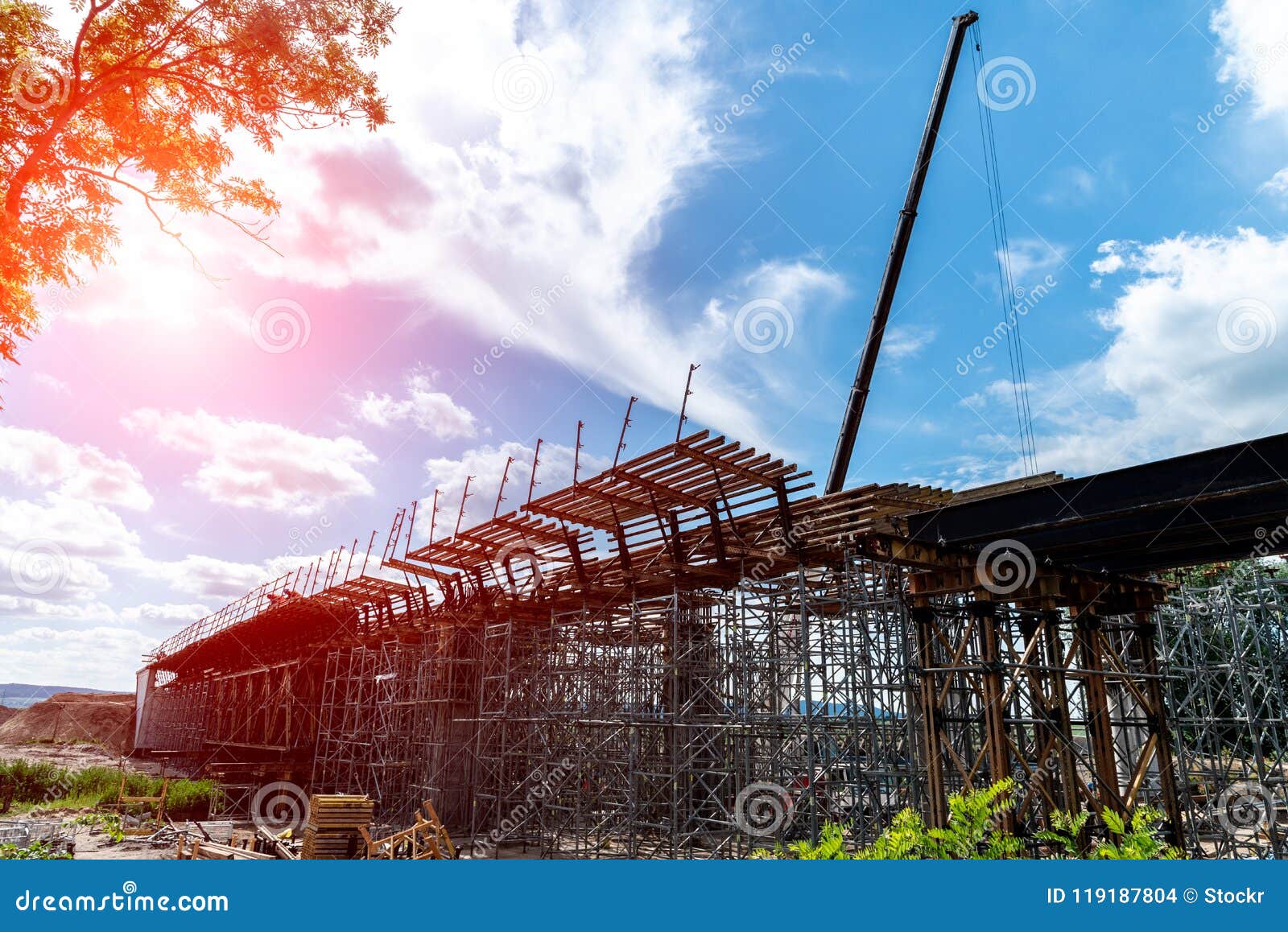 Construction Site of the New Modern Bridge Stock Photo - Image of ...