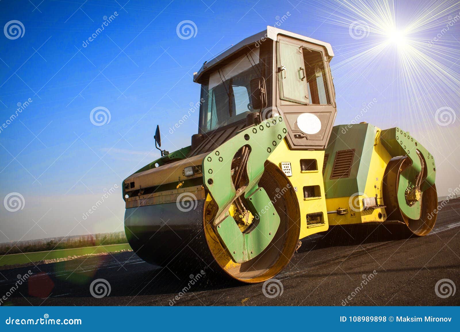 Large View on the Road Rollers Working on the New Road Construction ...