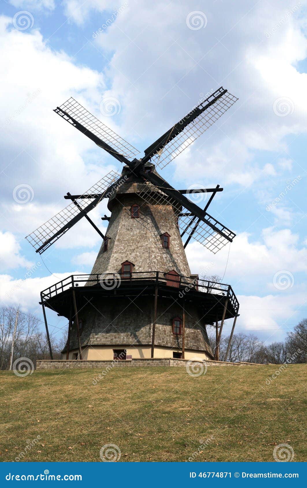 Large Vintage Rustic Windmill Stock Image - Image of outdoors, europe ...