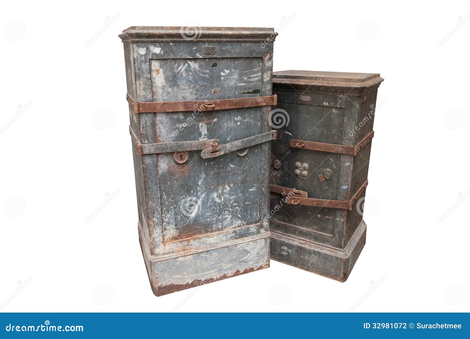 Large Vintage Safe, Strong Box. Stock Photo - Image of open, isolated ...