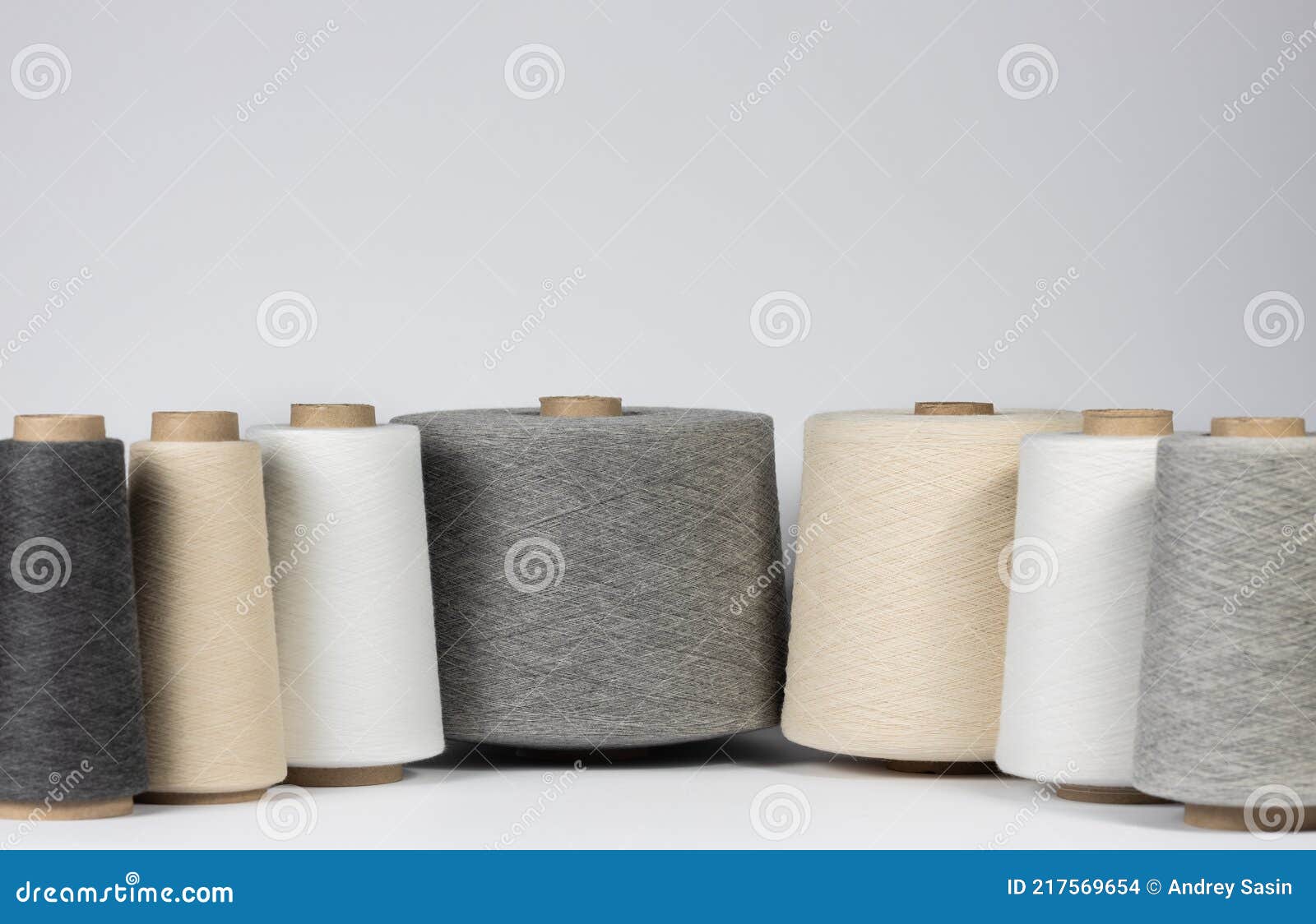 Large Vintage Spools with Cotton Thread on White Isolated Background ...