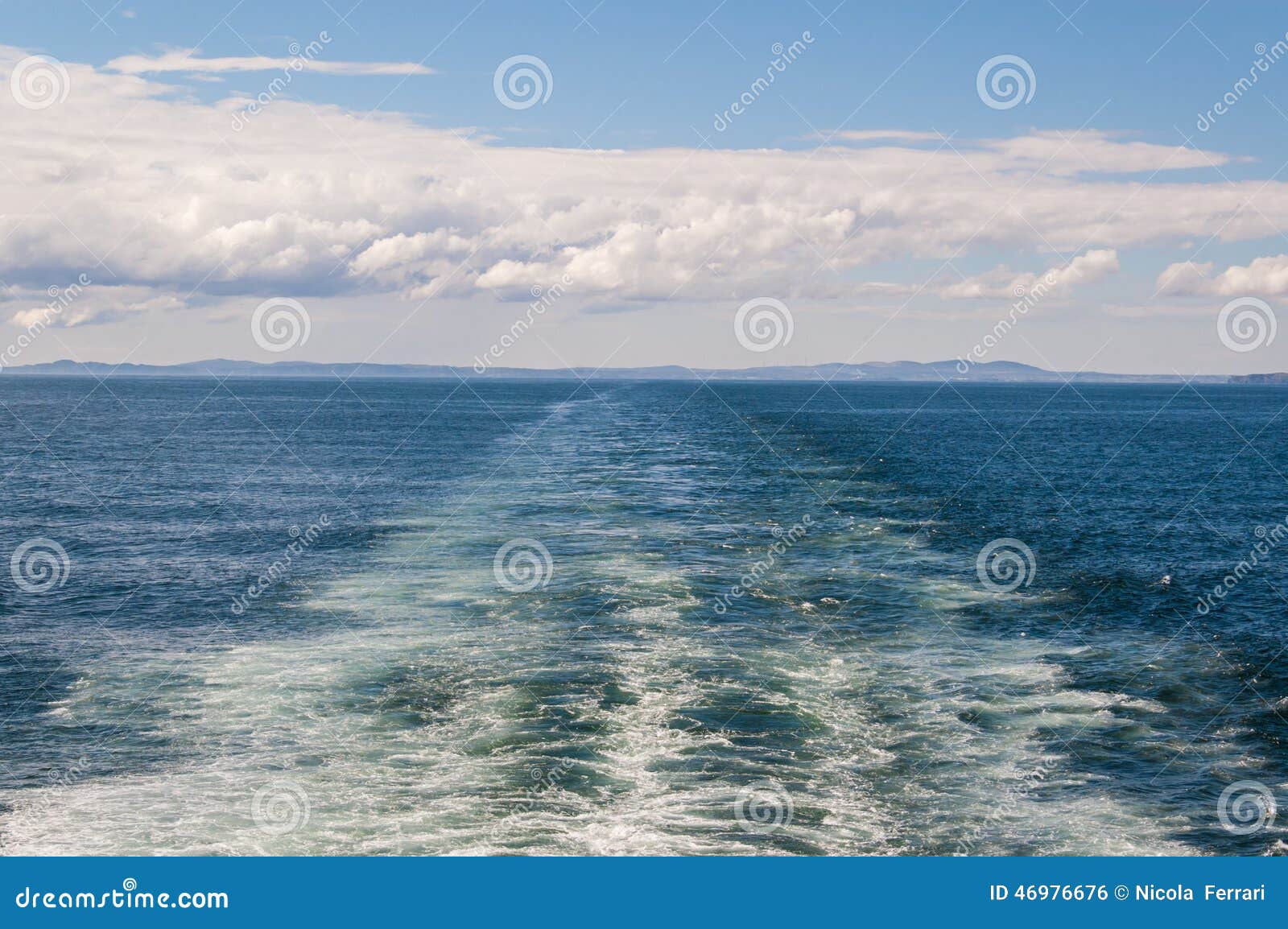 Large Wake on Open Ocean Left by a Large Ferry Boat Stock Photo - Image ...