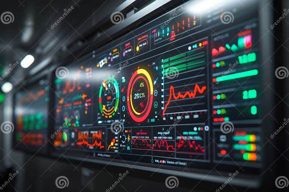 Large Wall Display in a Smart House Showcases a Vast Array of Data in a ...