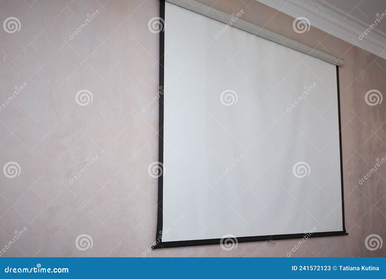 Large Wall Projector Screen on the Wall. Stock Image - Image of ...