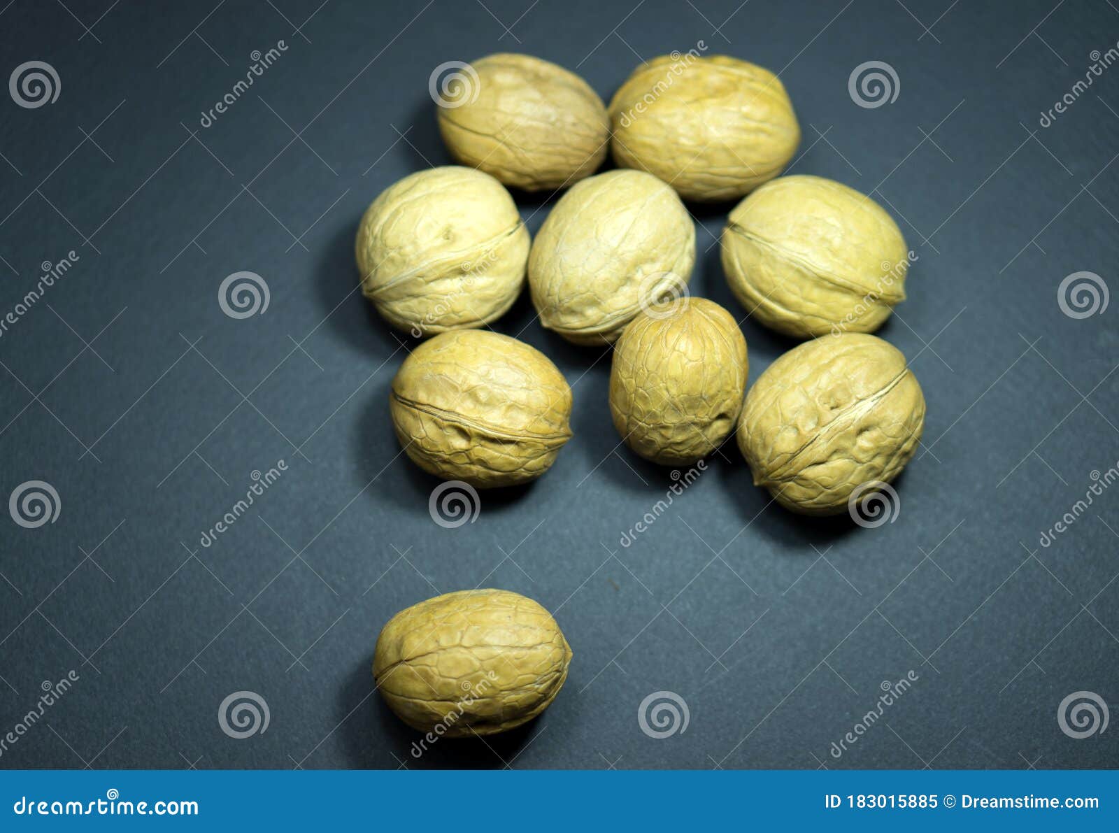 Large Walnuts in Shell on a Black Background. Stock Image - Image of ...