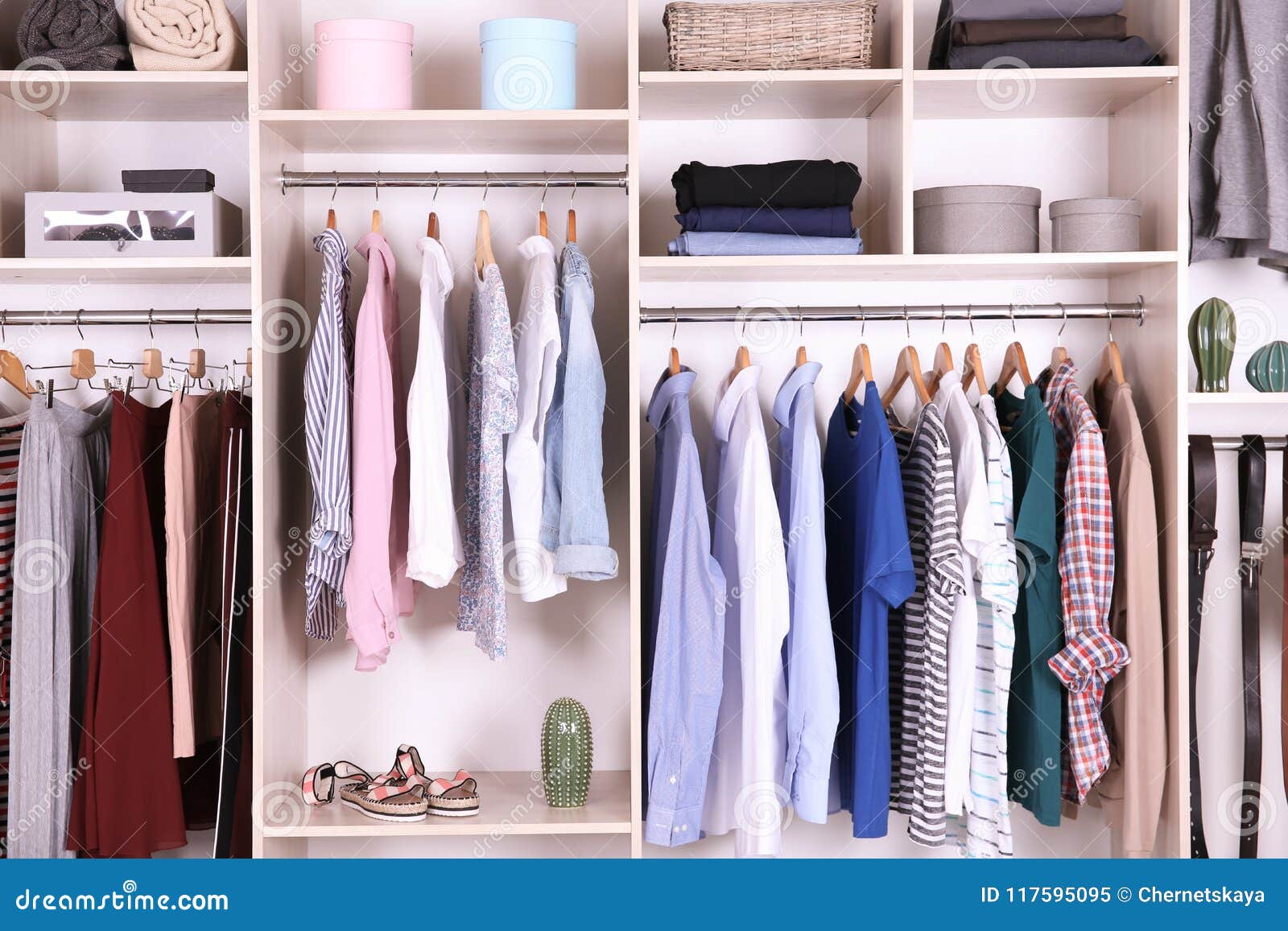 Large Wardrobe with Clothes Stock Image - Image of cloakroom, comfort ...