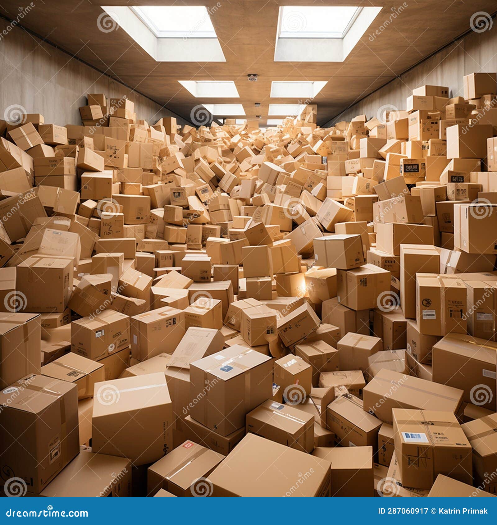 Large Warehouse with Boxes. Organization of Logistics and Distribution ...
