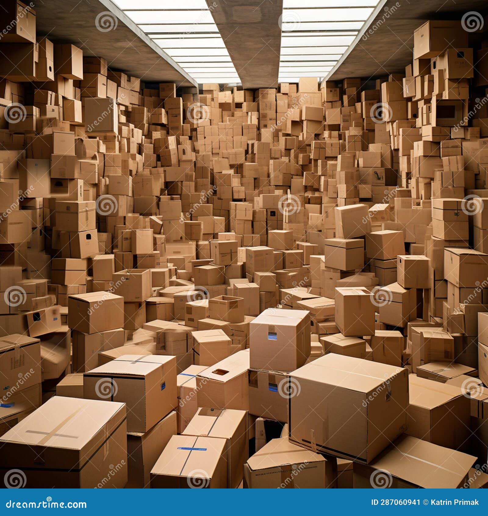 Large Warehouse with Boxes. Organization of Logistics and Distribution ...