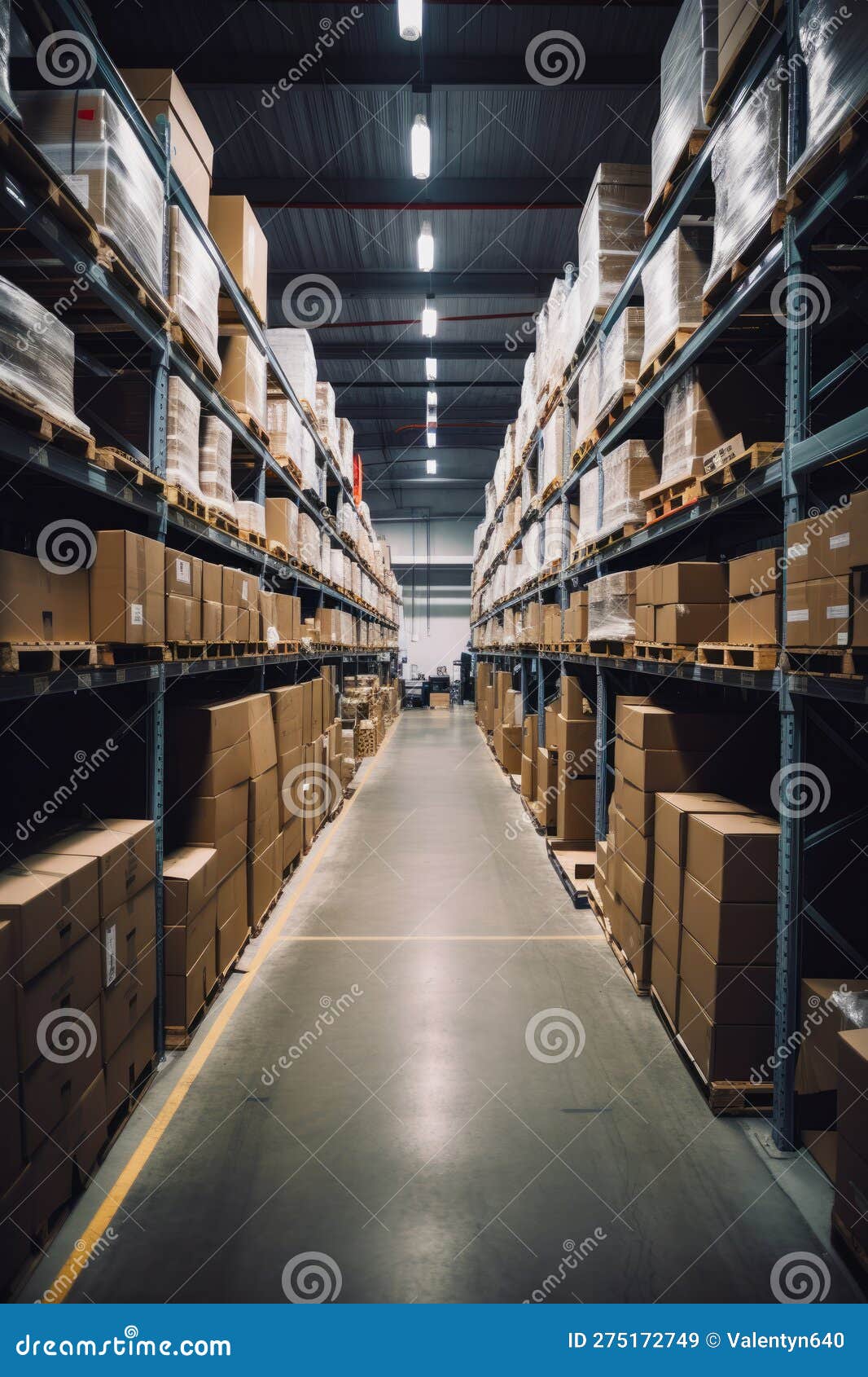 Large Warehouse Filled with Lots of Boxes and Boxes on the Shelfs ...