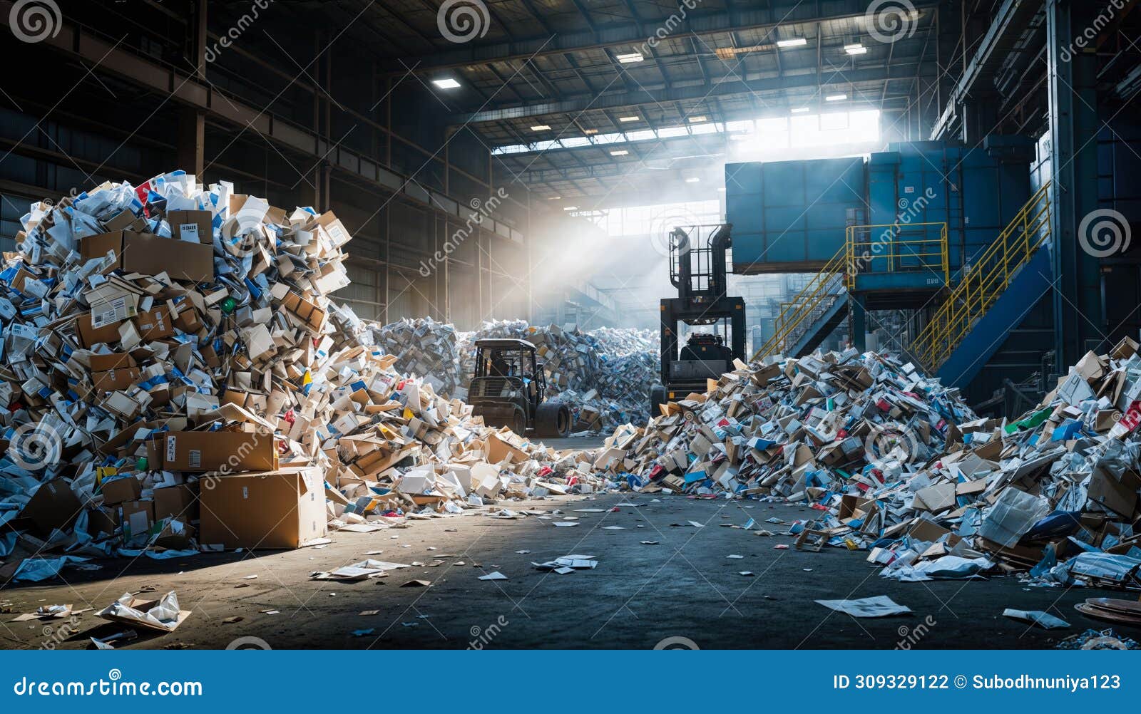 A Large Warehouse Filled with Mountains of Unsorted Recyclable ...
