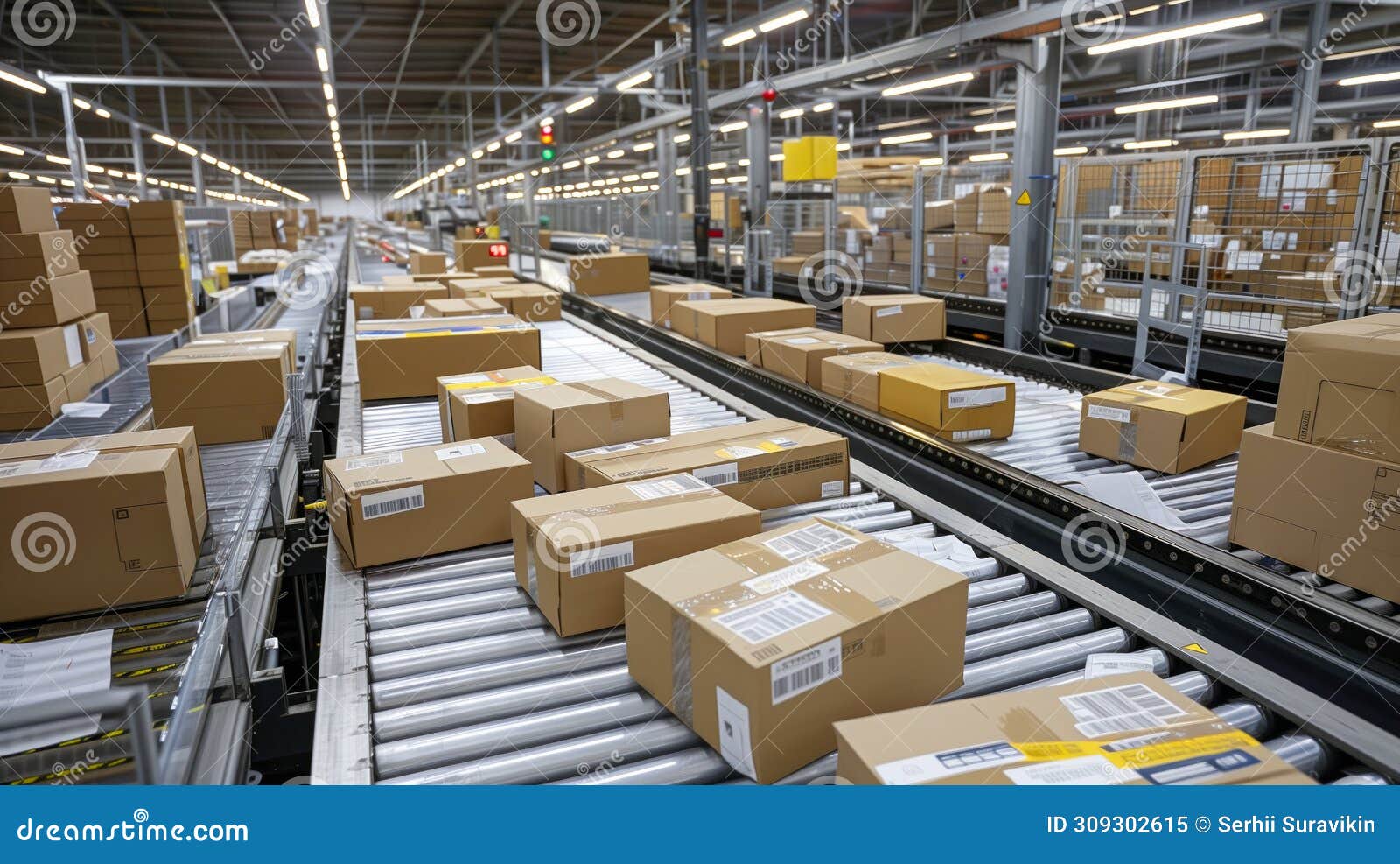 A Large Warehouse Filled with Numerous Unsorted Parcels of Different ...