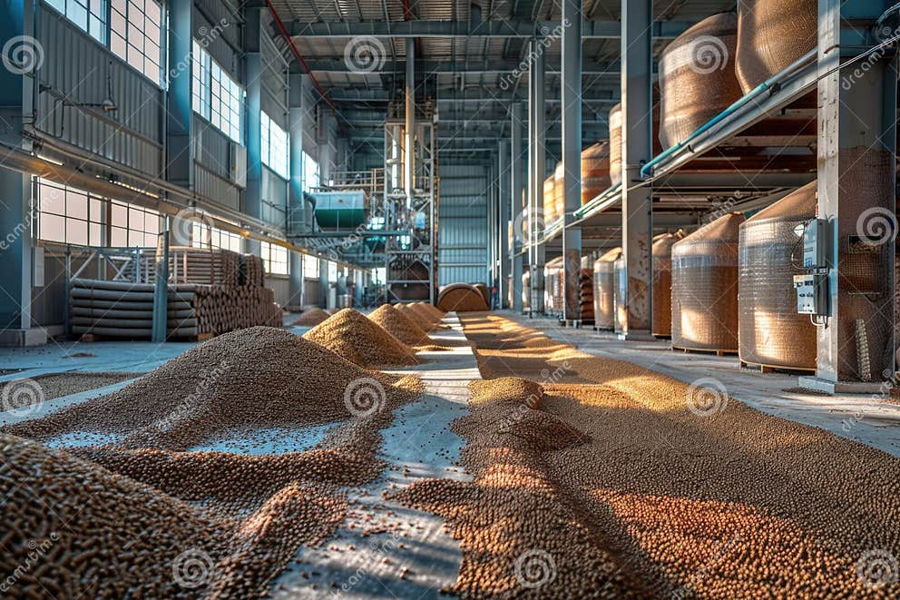 A Large Warehouse Filled with Tons of Grain Stock Photo - Image of ...