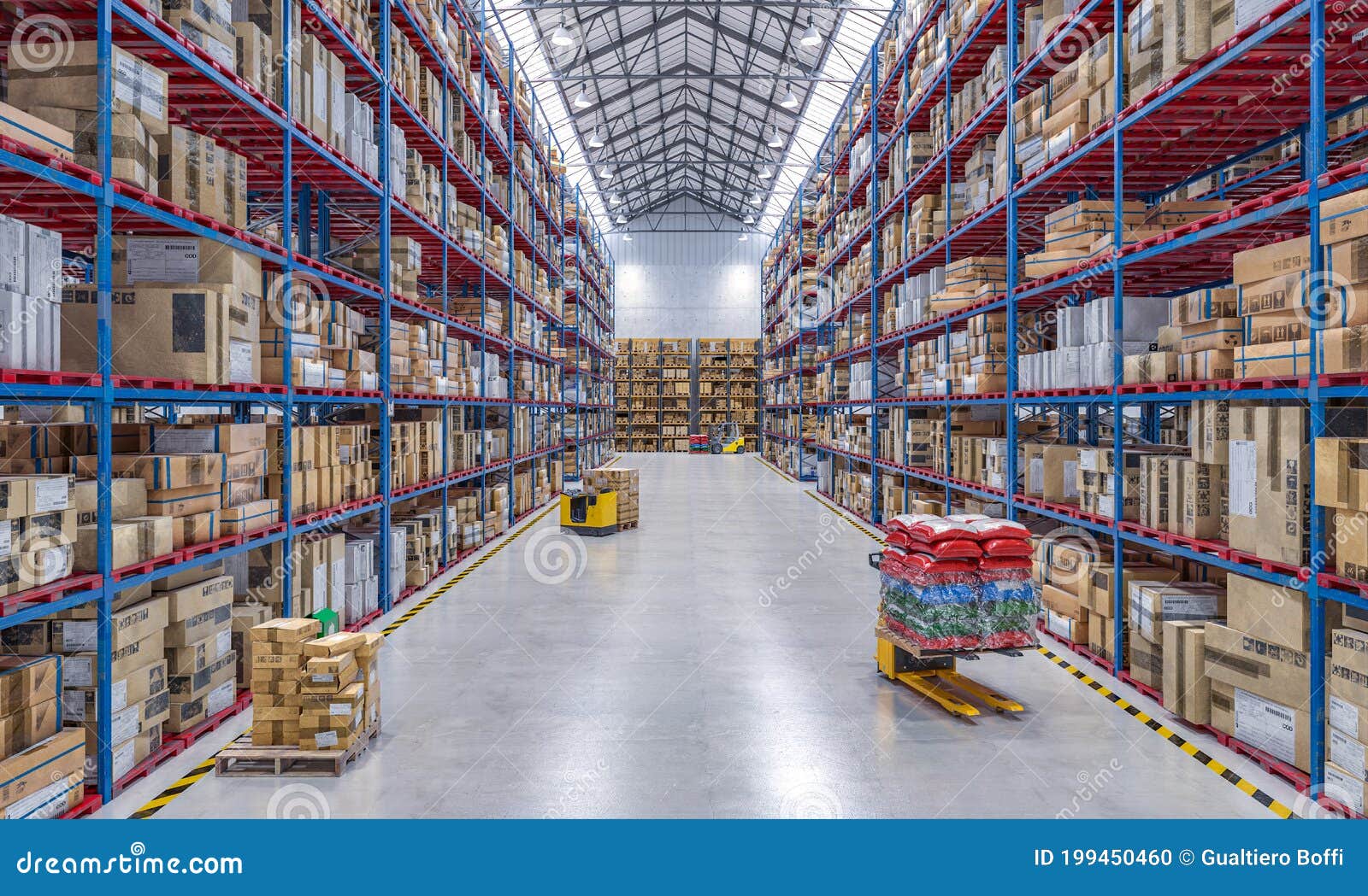 Large Warehouse Full of Goods and with Lifting Equipment Stock ...