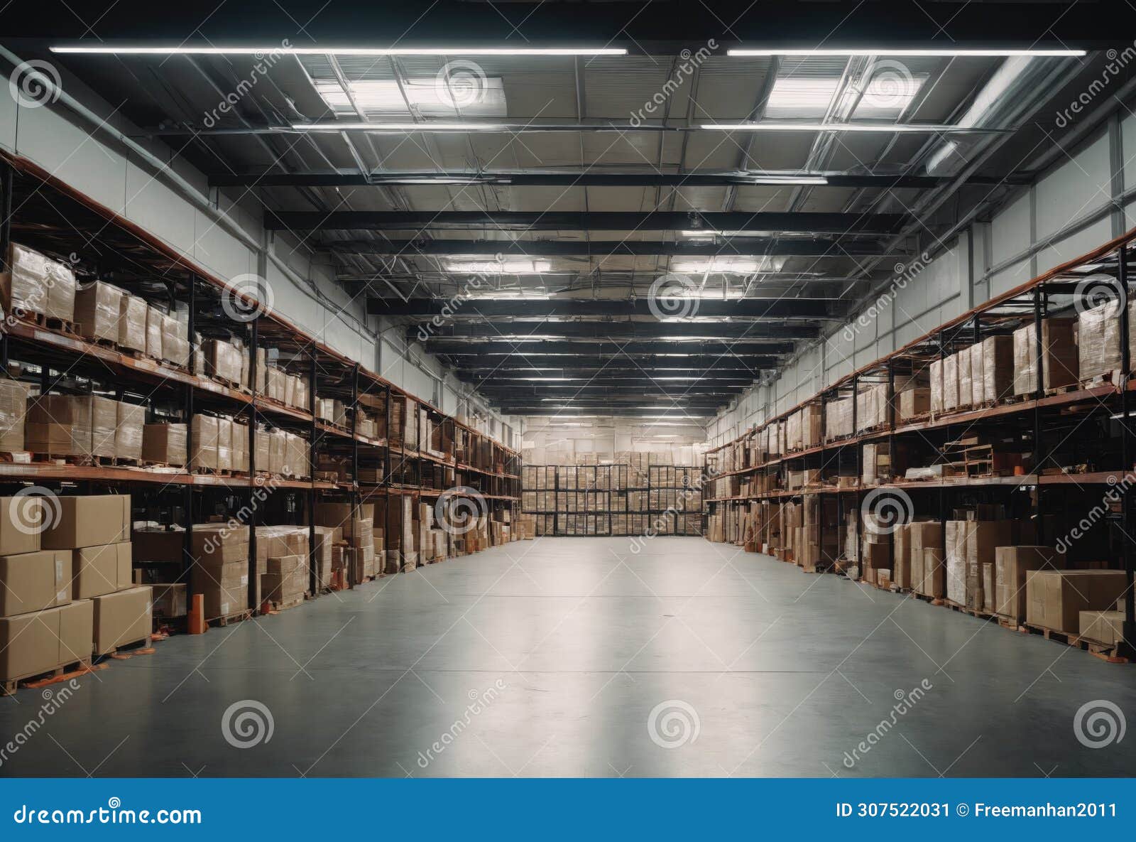 Large Warehouse Full of Packed Boxes. Concept of Distribution Cargo and ...