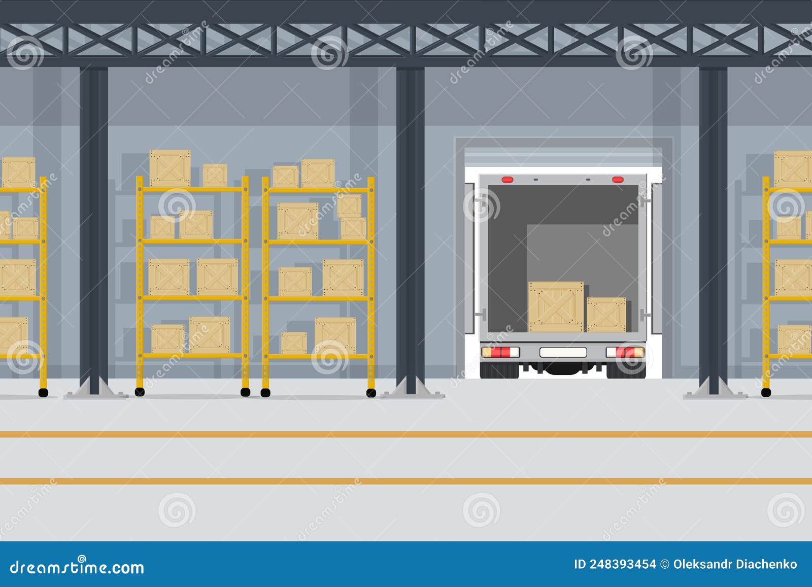 A Large Warehouse with Goods for the Delivery of Boxes of Parcels of ...