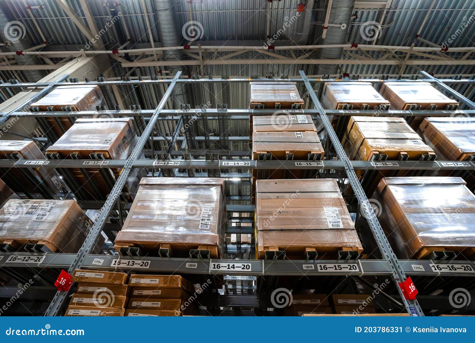 Large Warehouse Interior With Rows Of Shelves And Carts In IKEA ...