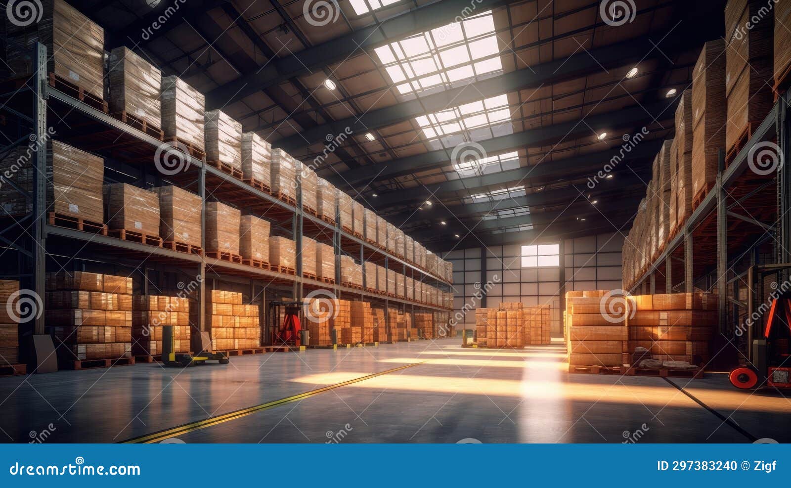Large Warehouse with Lots of Pallets and Boxes Stock Illustration ...