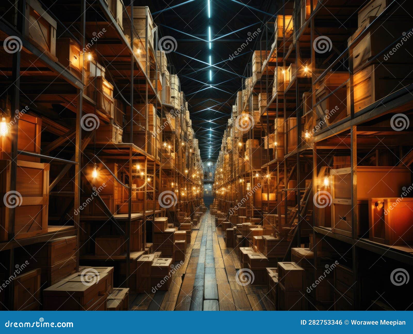 A Large Warehouse with Multiple Stacks of Boxes, Parcels, and ...