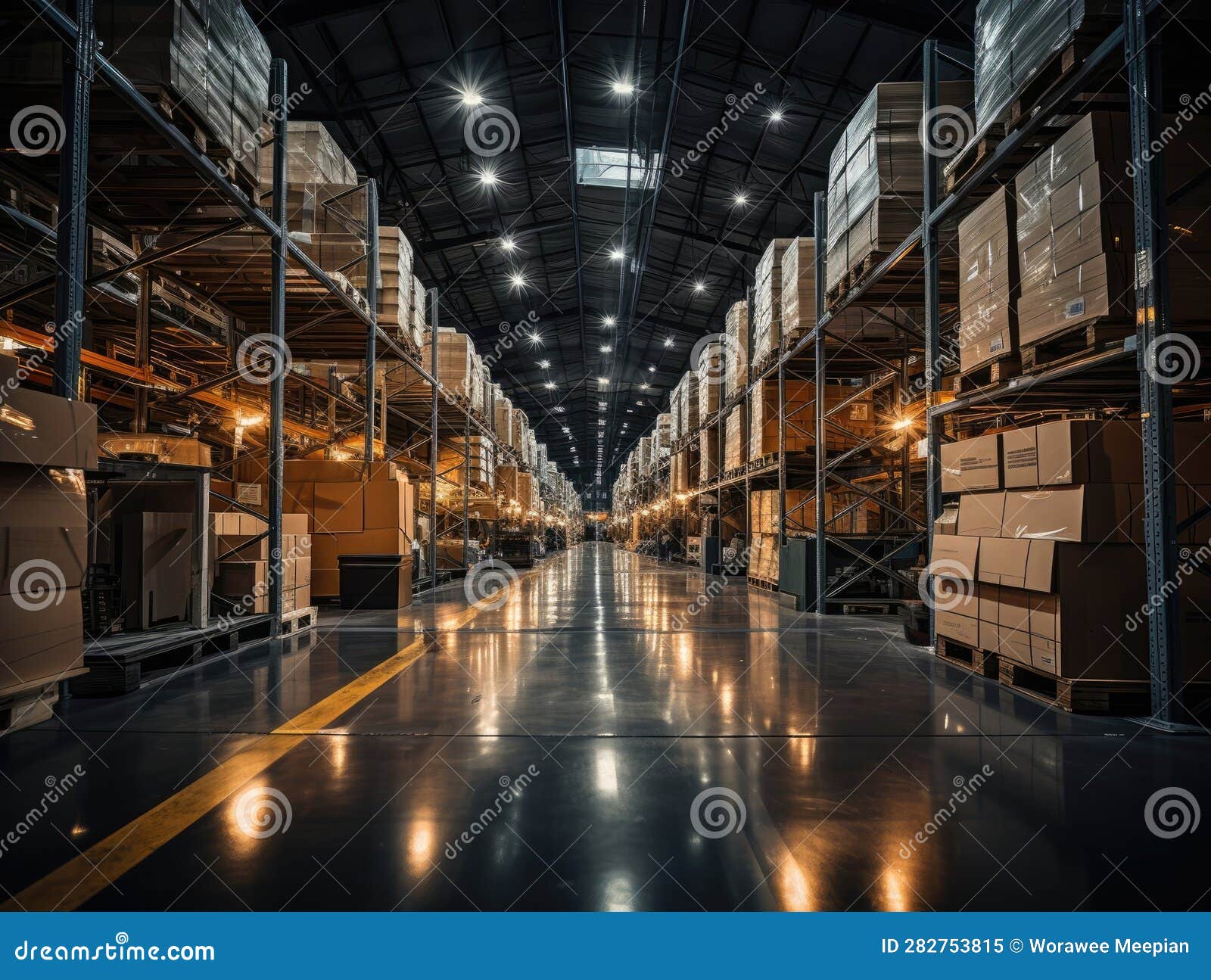 A Large Warehouse with Multiple Stacks of Boxes, Parcels, and ...