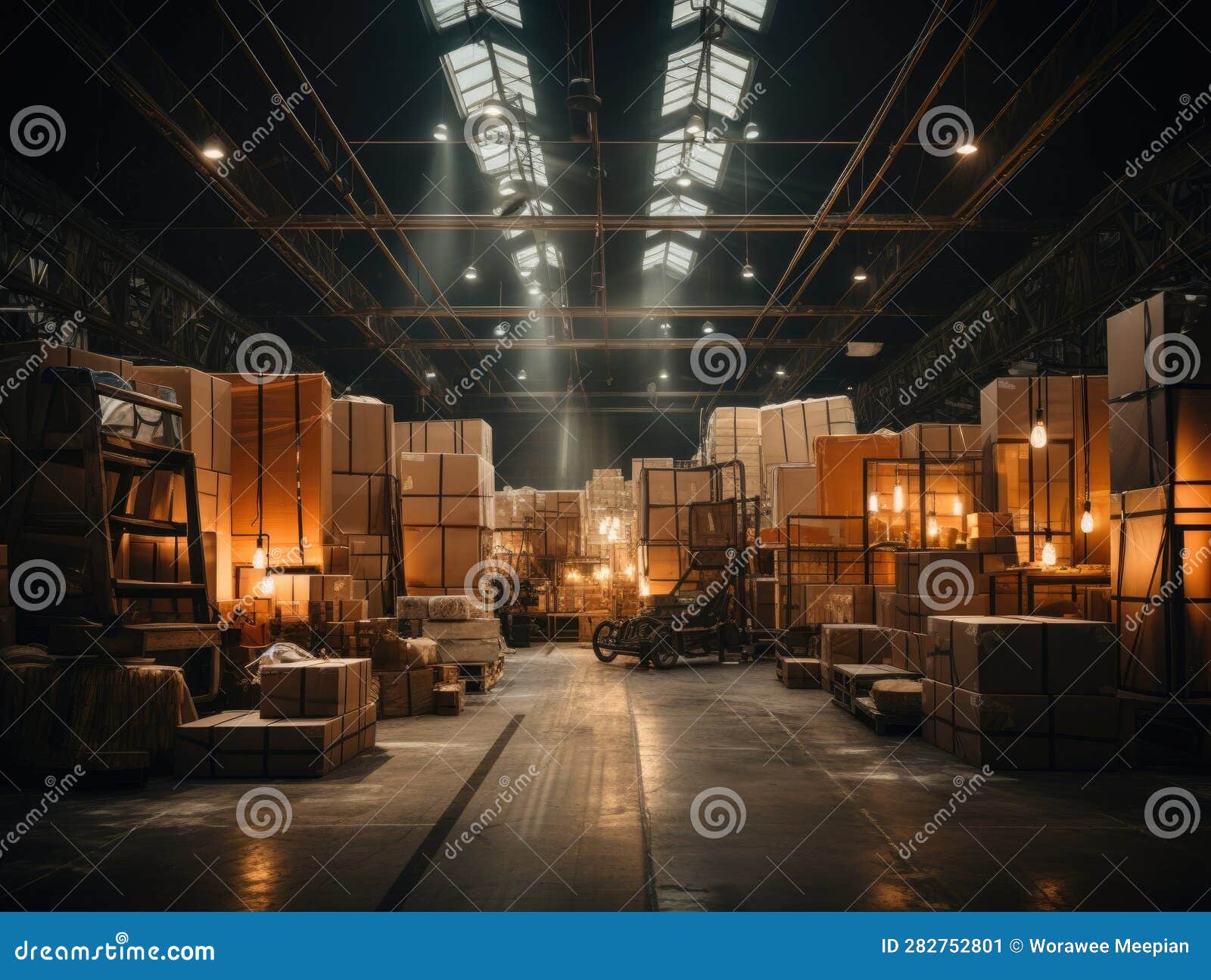 A Large Warehouse with Multiple Stacks of Boxes, Parcels and ...