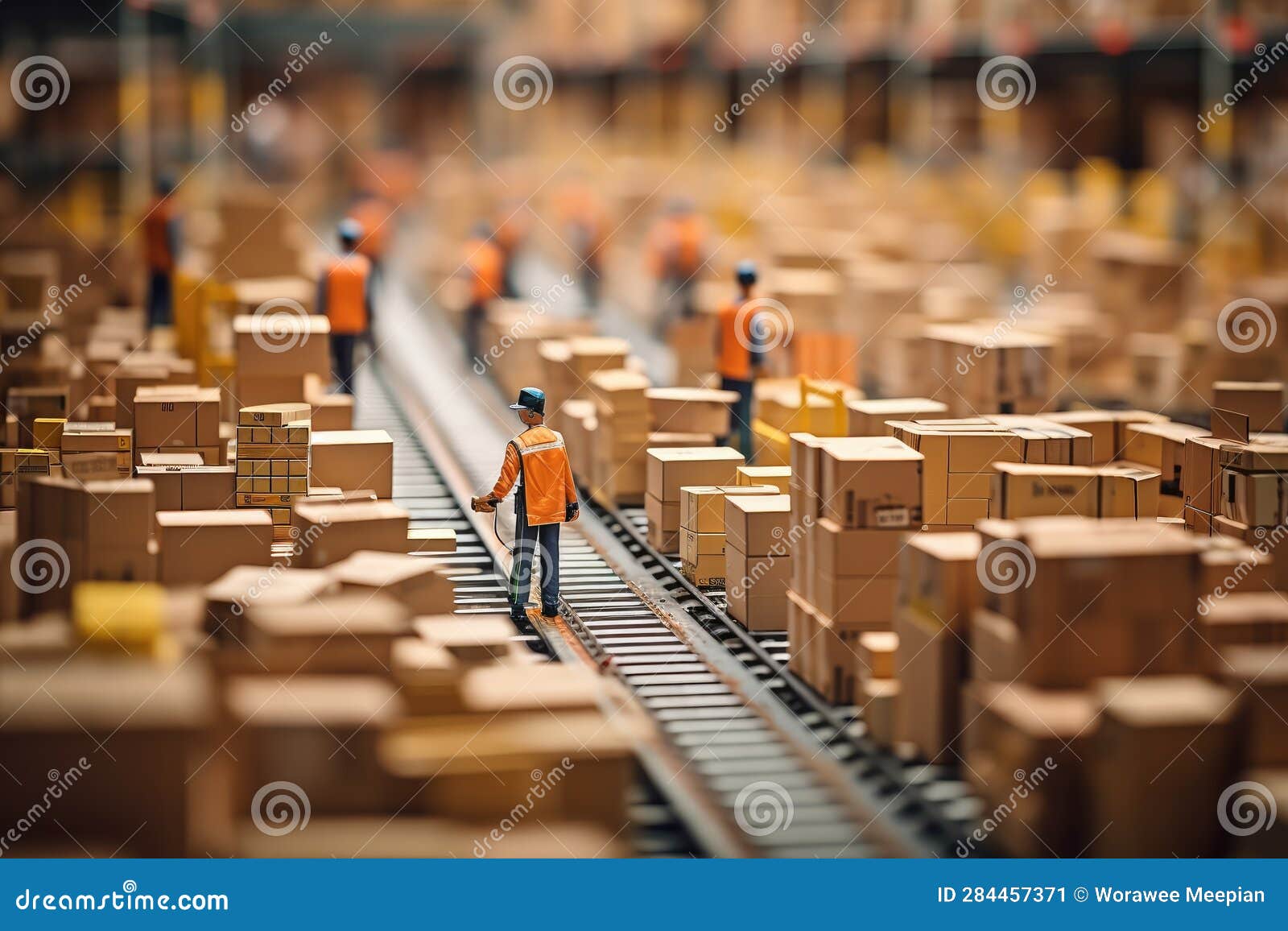 A Large Warehouse with Rows of Multiple Stacks of Boxes and Merchandise ...