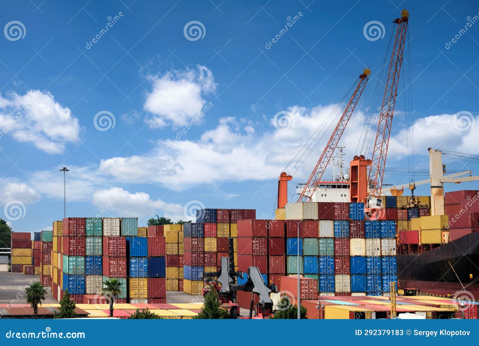 Large Warehouse of Shipping Containers in the Open Air in the Seaport ...