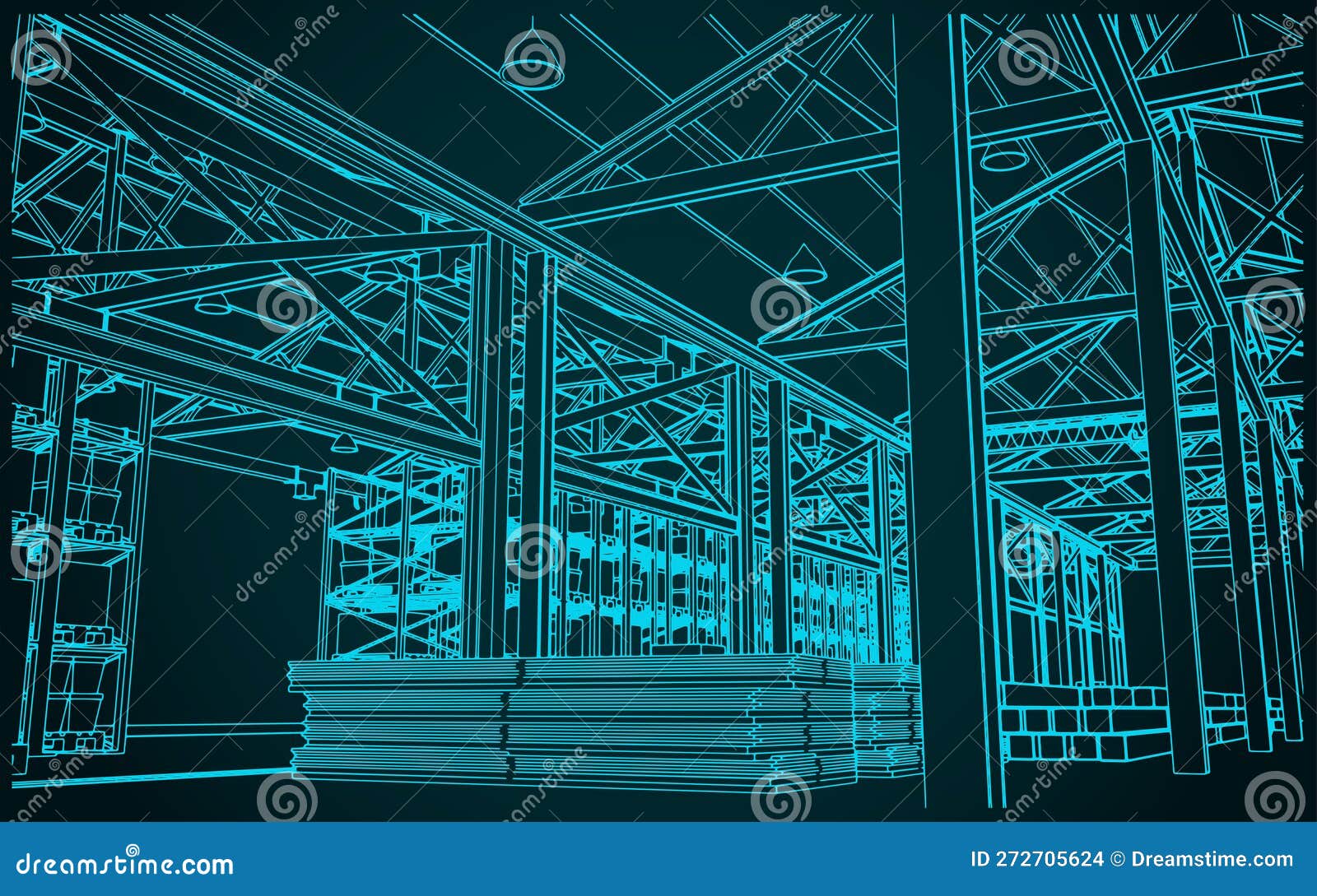 Large warehouse sketch stock vector. Illustration of cargo - 272705624