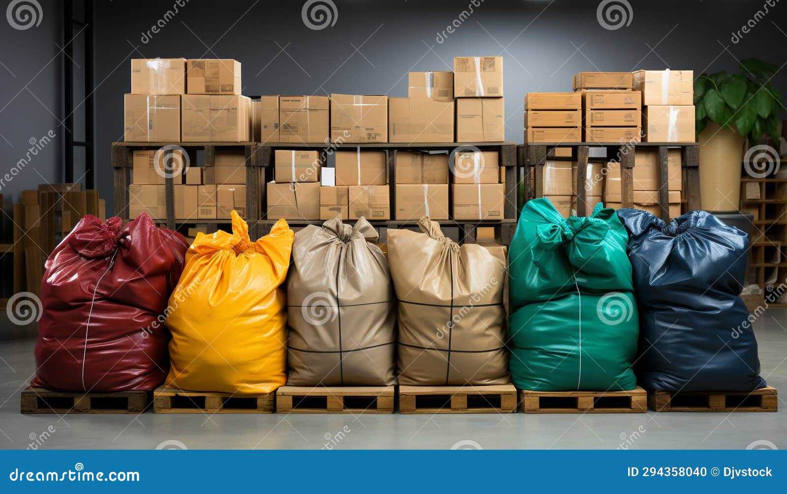 Large Warehouse Stack of Cardboard Boxes for Shipping and Packaging ...