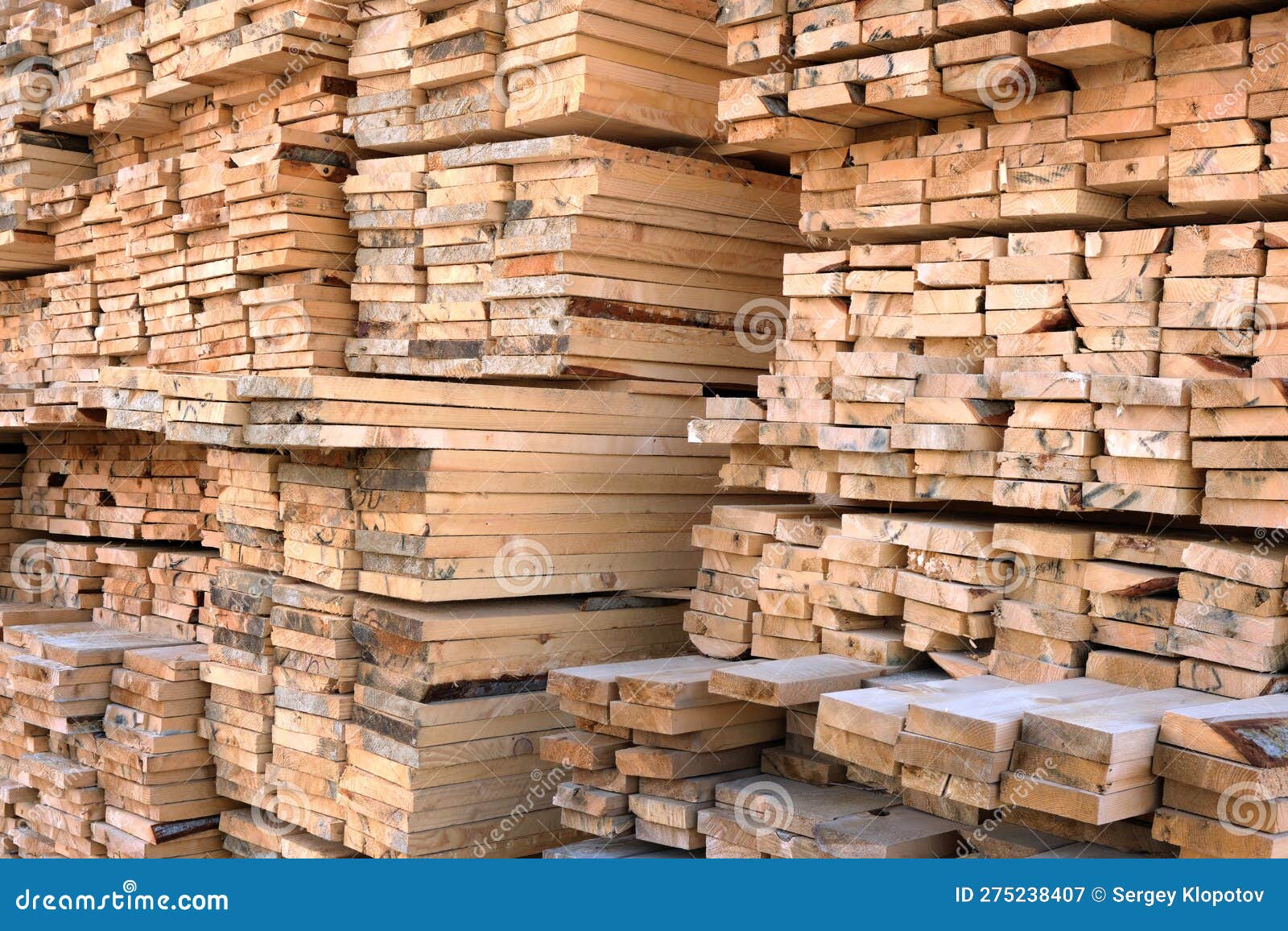 A Large Warehouse of Wooden Boards of Various Sizes for Construction ...