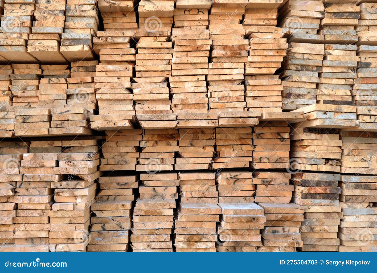 A Large Warehouse of Wooden Boards of Various Sizes for Construction ...