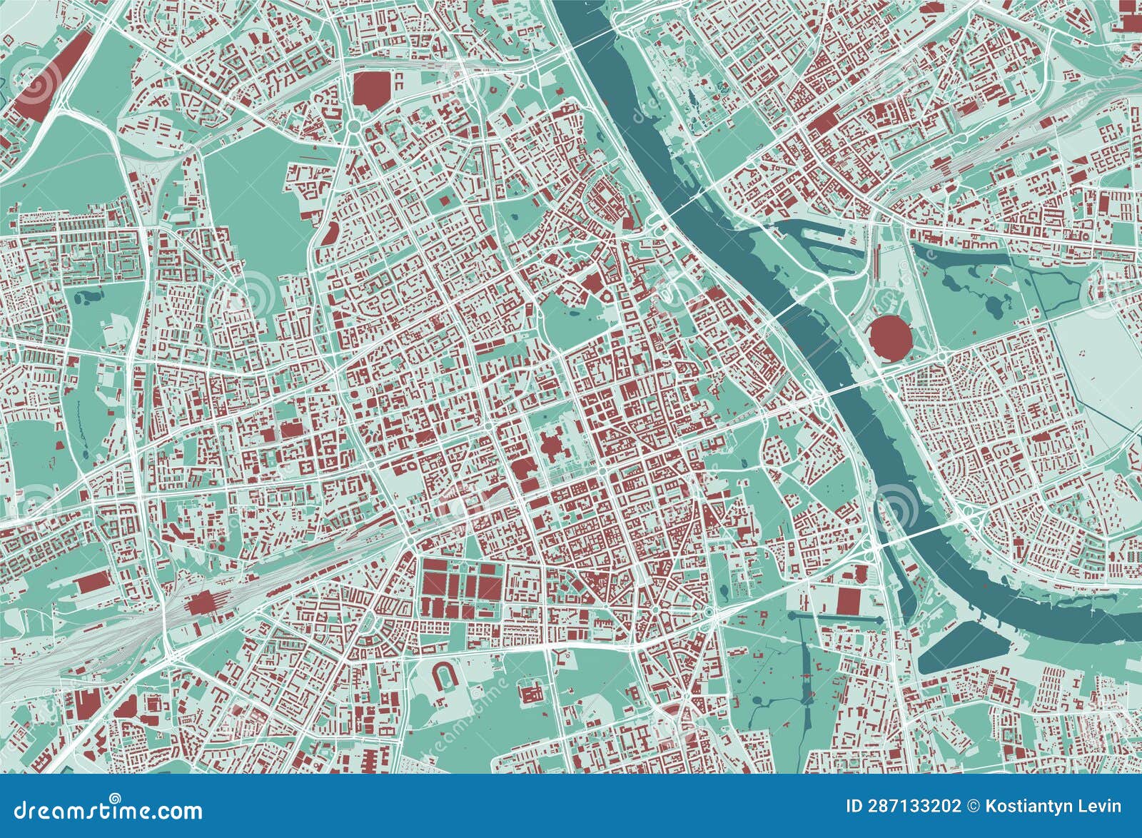 Large Warsaw map stock illustration. Illustration of municipality ...